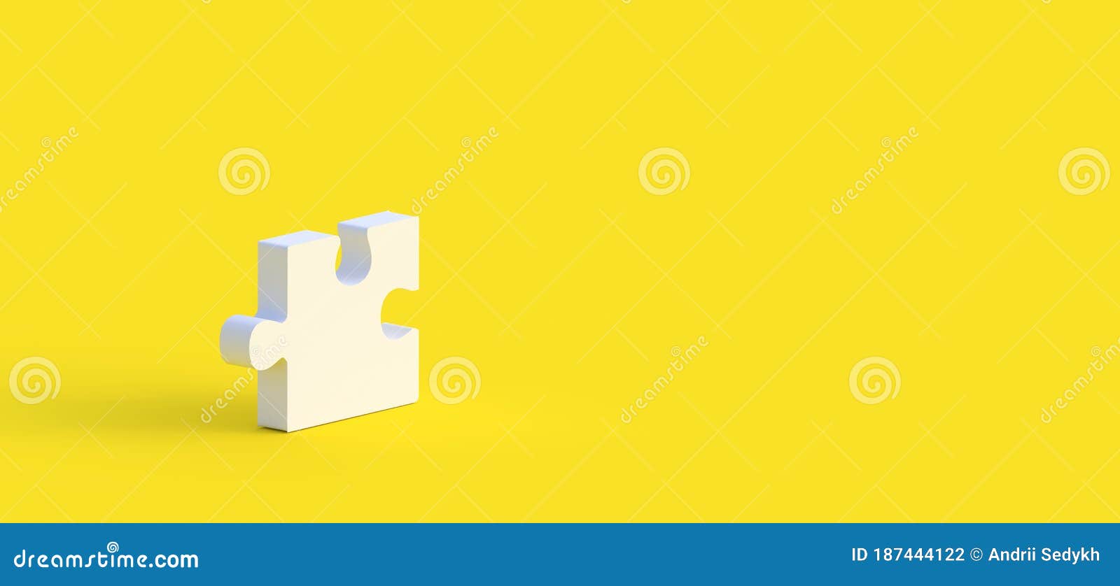 Unfinished One White Jigsaw Puzzle on Yellow Background Stock ...