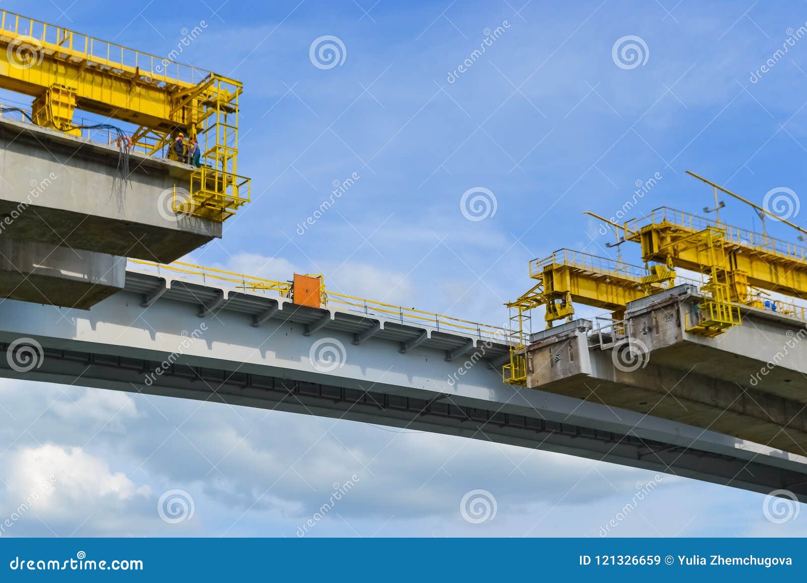 The Unfinished Part of the Road Bridge Over the River. Reconstruction ...