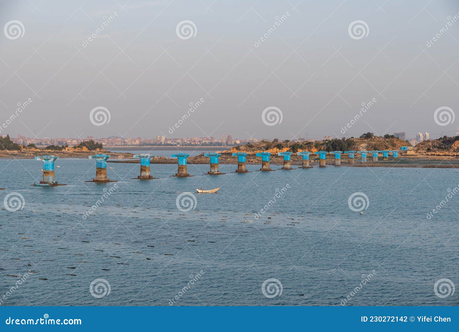 An Unfinished Pier of a Sea Crossing Bridge Stock Photo - Image of ...