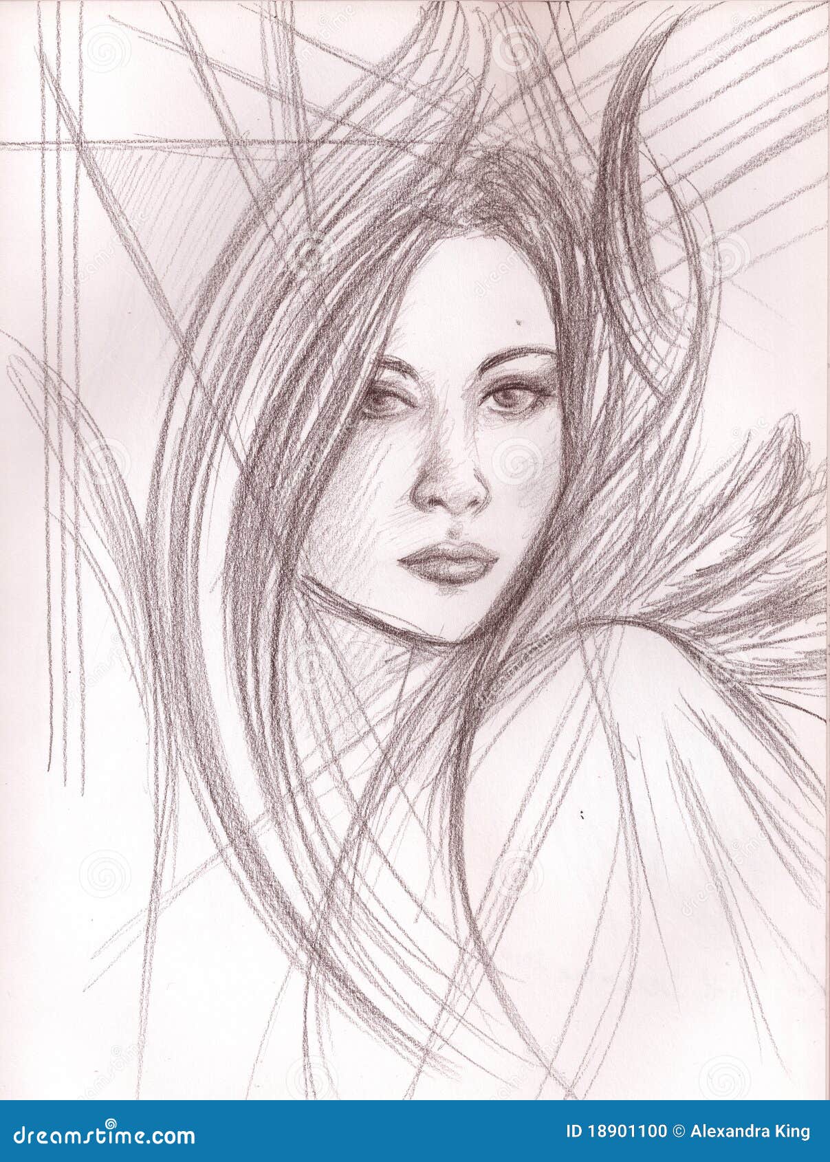 Unfinished Portrait stock illustration. Illustration of feminine - 18901100