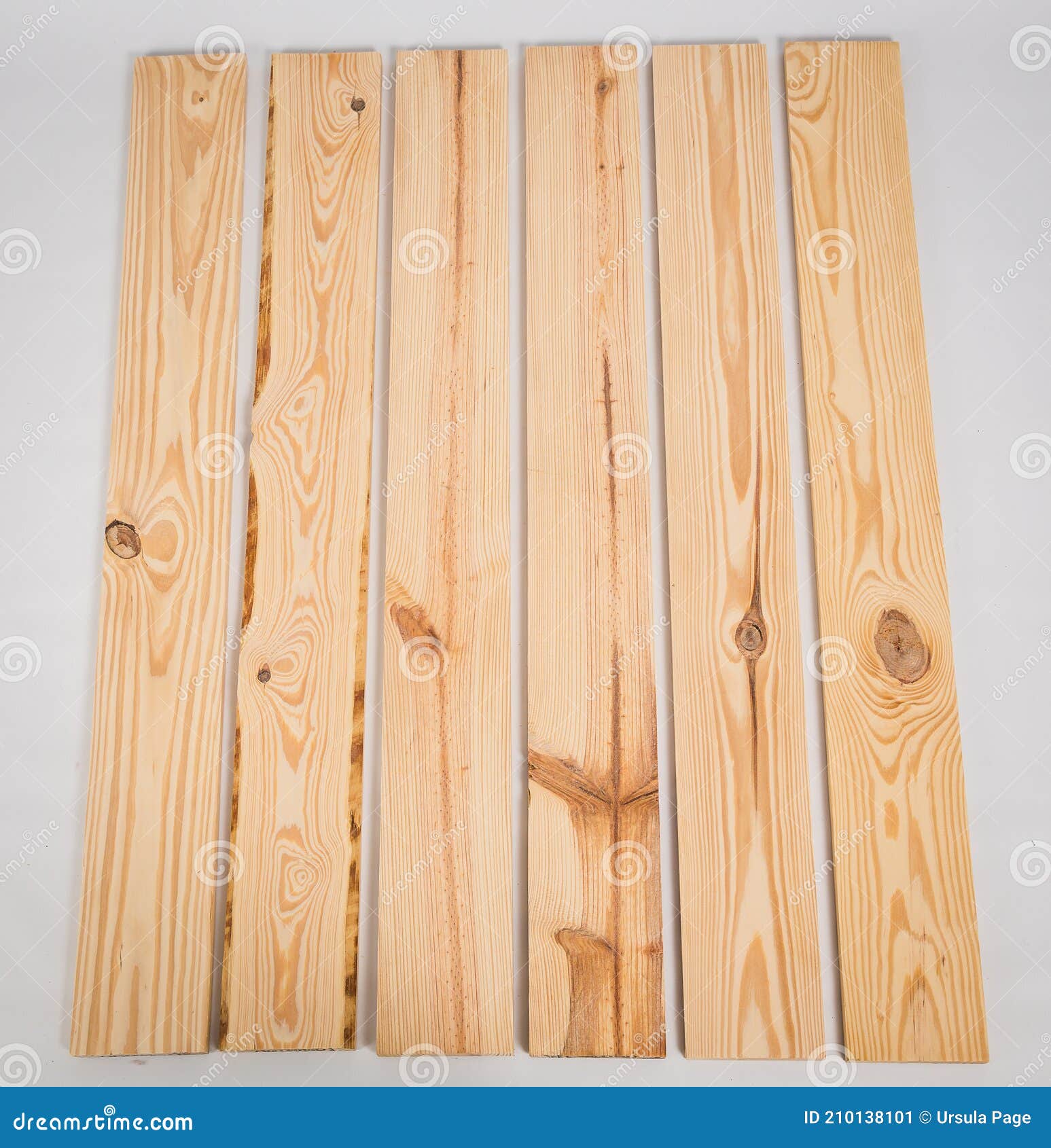 Unfinished Raw Pine Lumber on a Solid White Background Stock Image ...