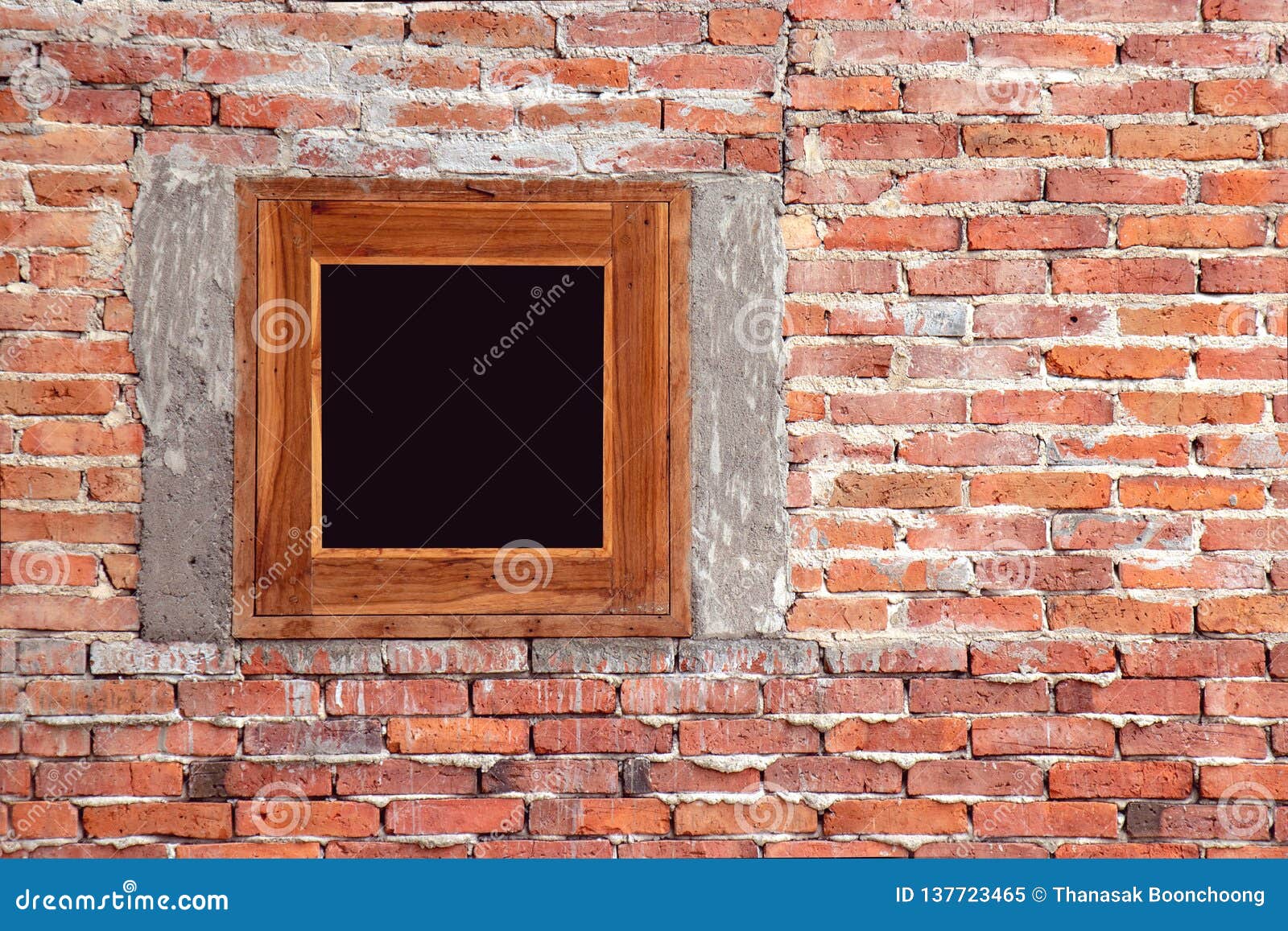 Unfinished Red Brick Wall with Window Background Stock Image - Image of ...