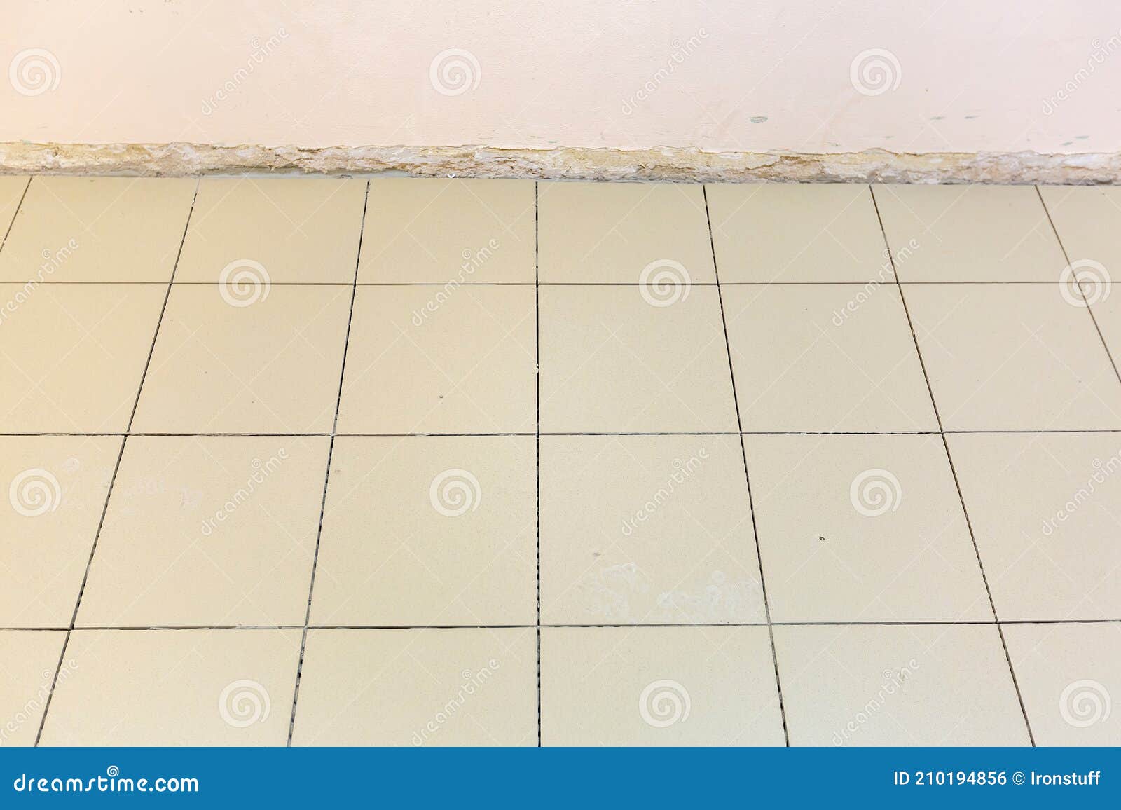 Unfinished Renovation Of A Tile Floor In A Building Stock Photo ...