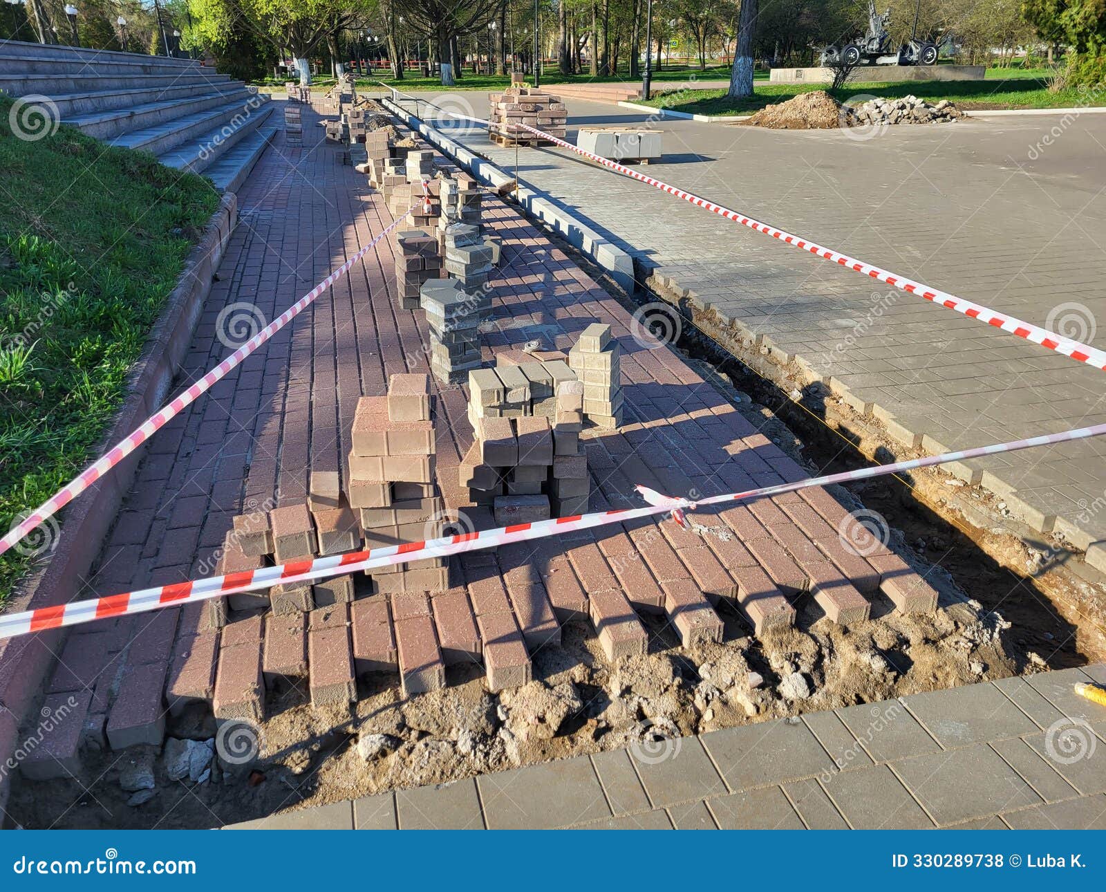 Unfinished Repair of a Part of the Pedestrian Square. Stock Photo ...