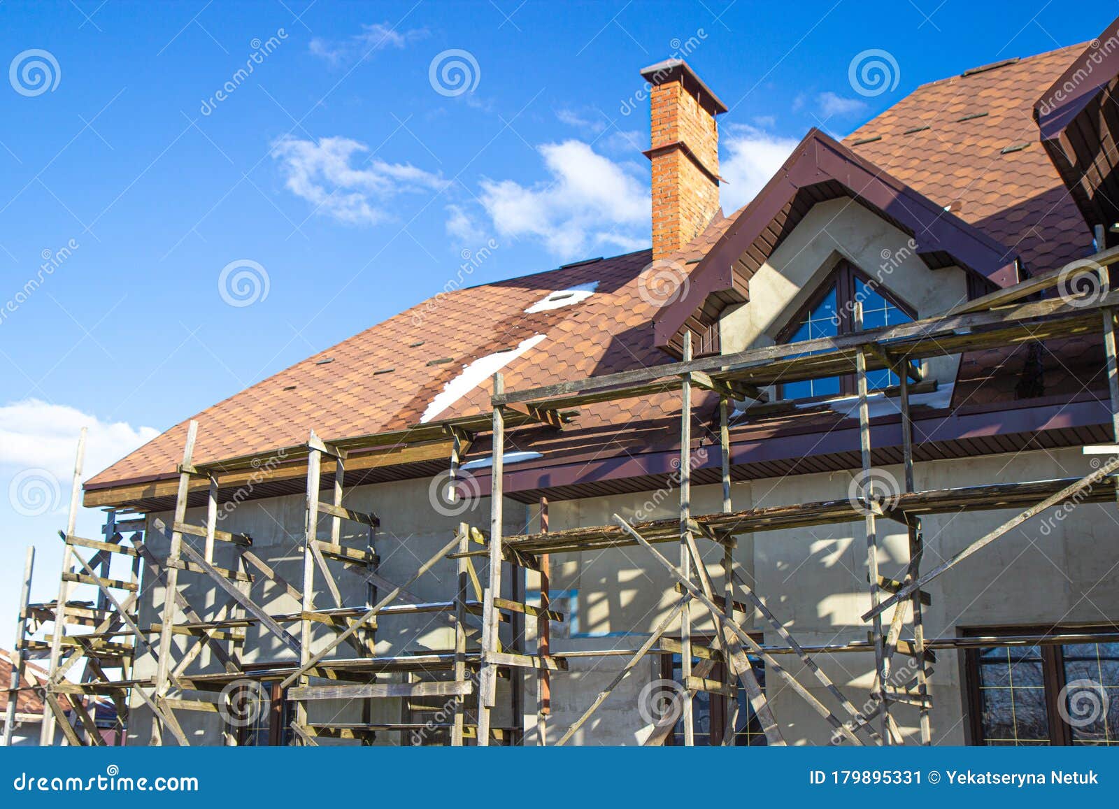Unfinished Residential Home in Construction Progress at Building Site ...