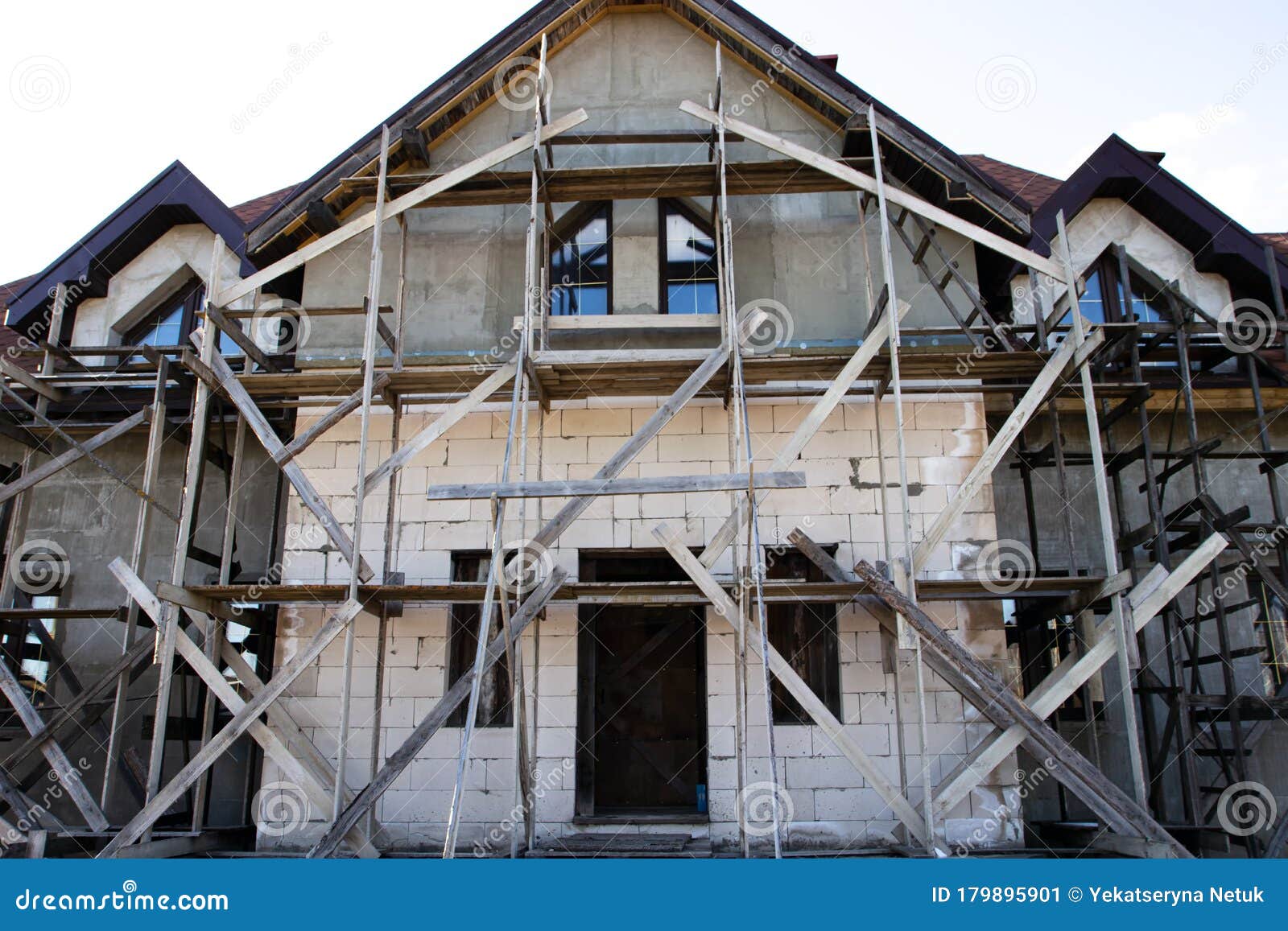 Unfinished Residential Home in Construction Progress at Building Site ...