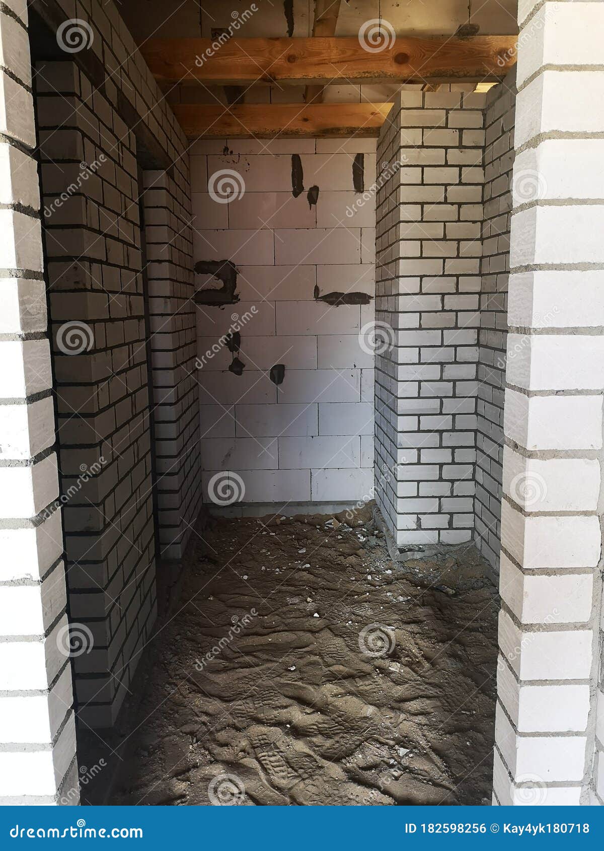 Unfinished Room with with Brick and Blocks Stock Photo - Image of ...