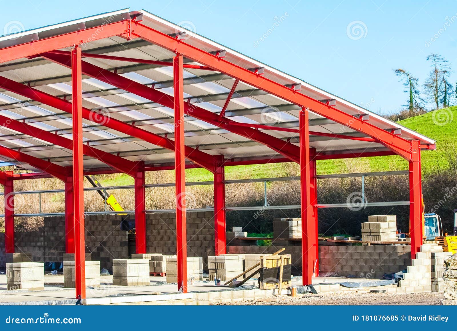 Unfinished Steel Structure Building Ready for Cladding Stock Image ...