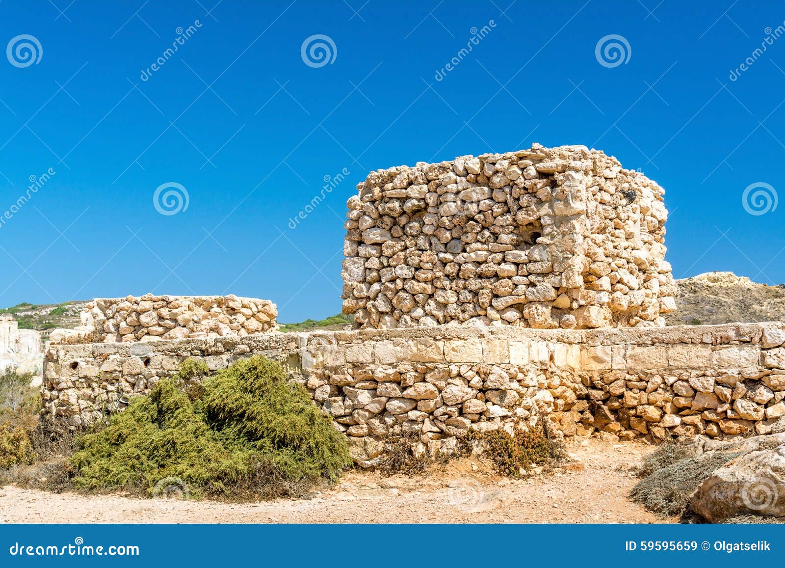 Unfinished Tower on the Golden Bay Beach, Malta Stock Image - Image of ...