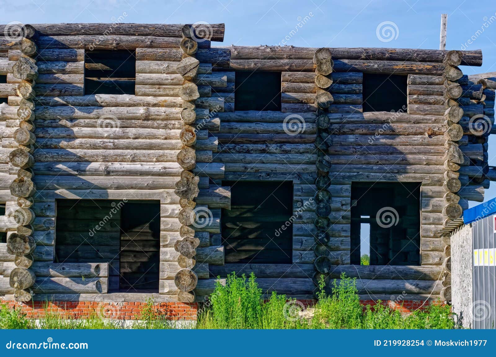 Unfinished Two Story Log House Stock Photo - Image of lumber, board ...