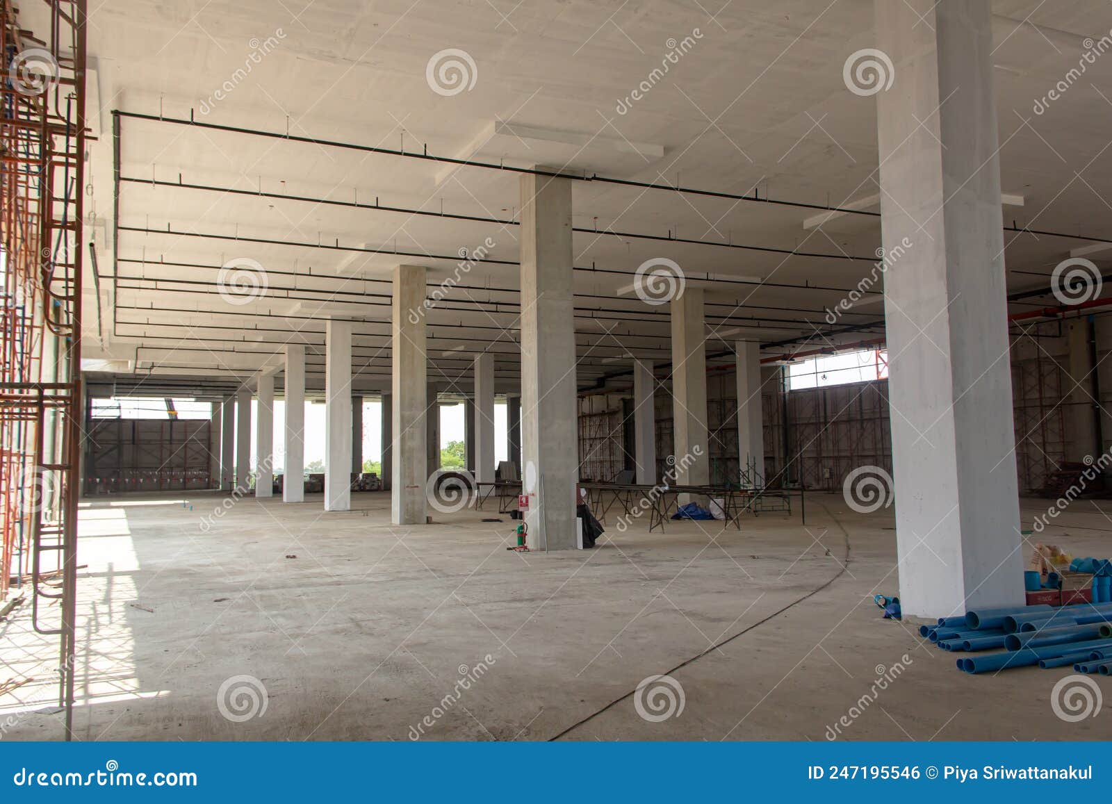 Unfinished Wall and Floor Support Pillars for Big Building Stock Photo ...