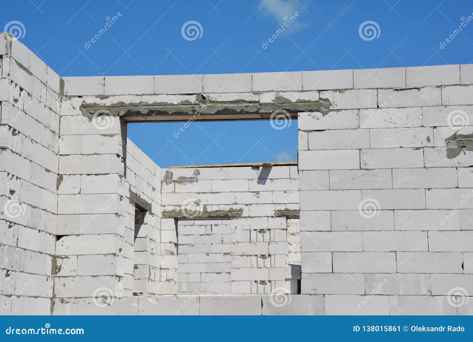 Close Up On Lintel. Window Metal Lintel On Brick Unfinished House ...