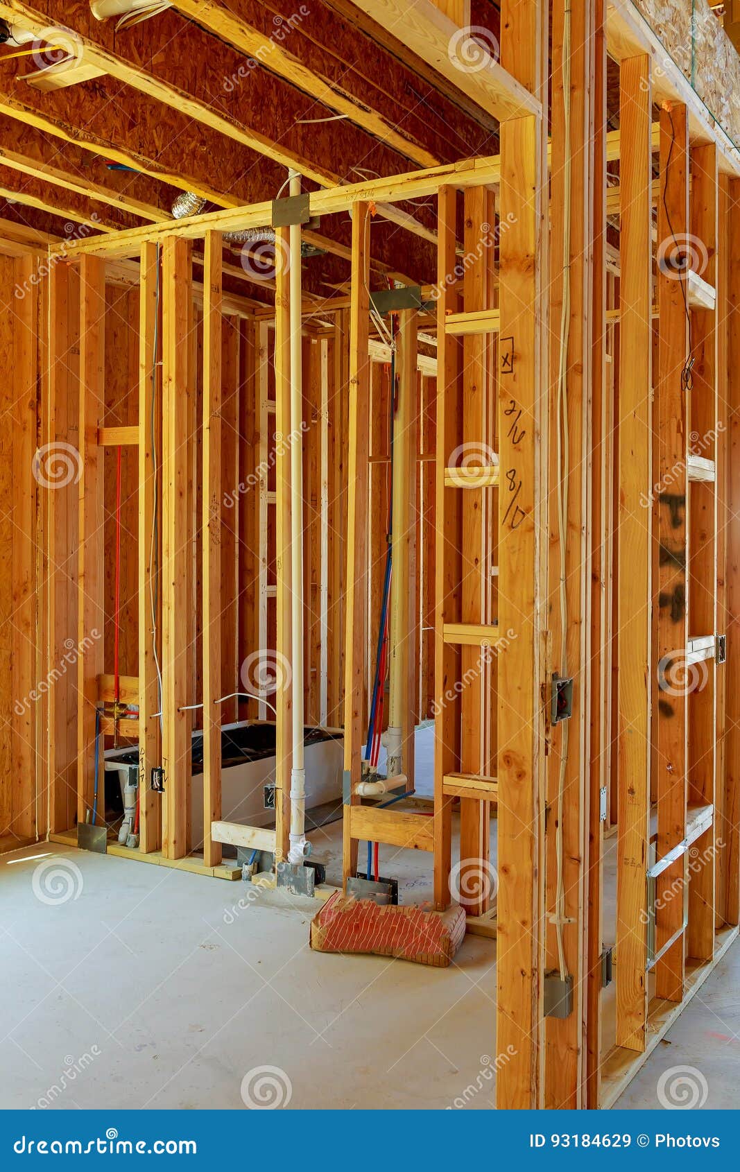 Unfinished Wood Frame Building or House Stock Image - Image of plumbing ...