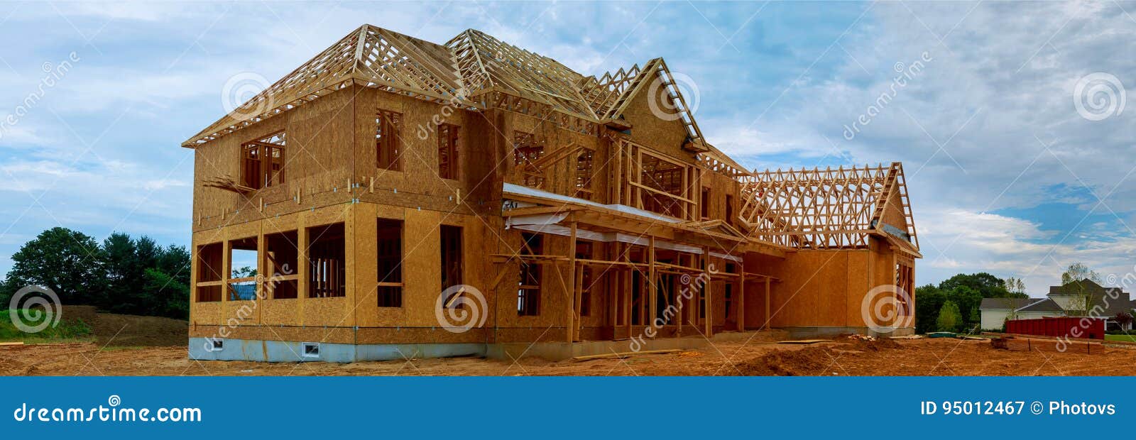 Unfinished Wood Frame Building or House Stock Image - Image of layout ...