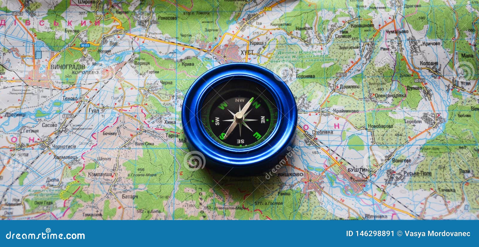 Compass on the map stock image. Image of guide, trip - 146298891