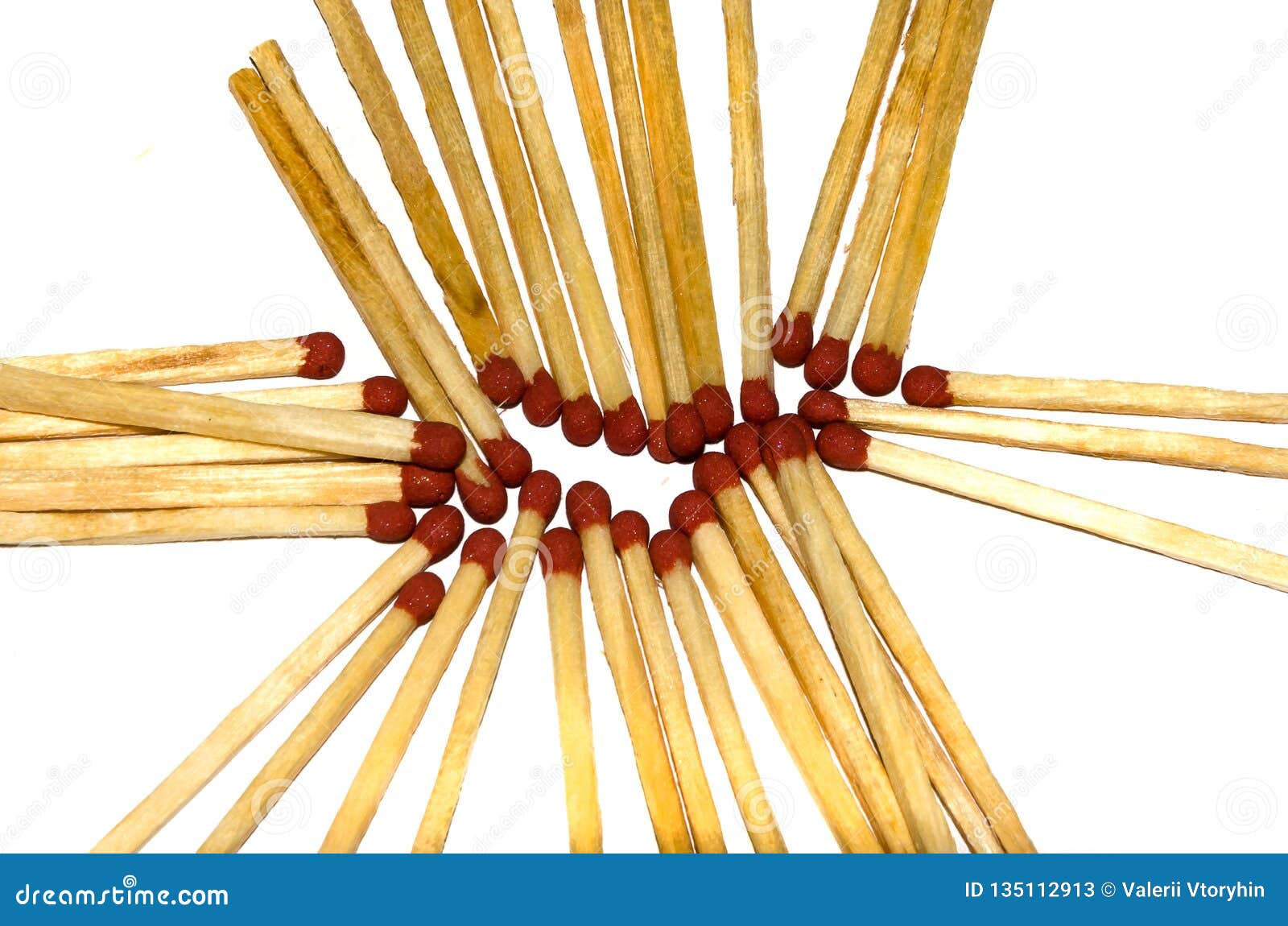 Chaotic Scattered Matches on a White Background. Stock Image - Image of ...