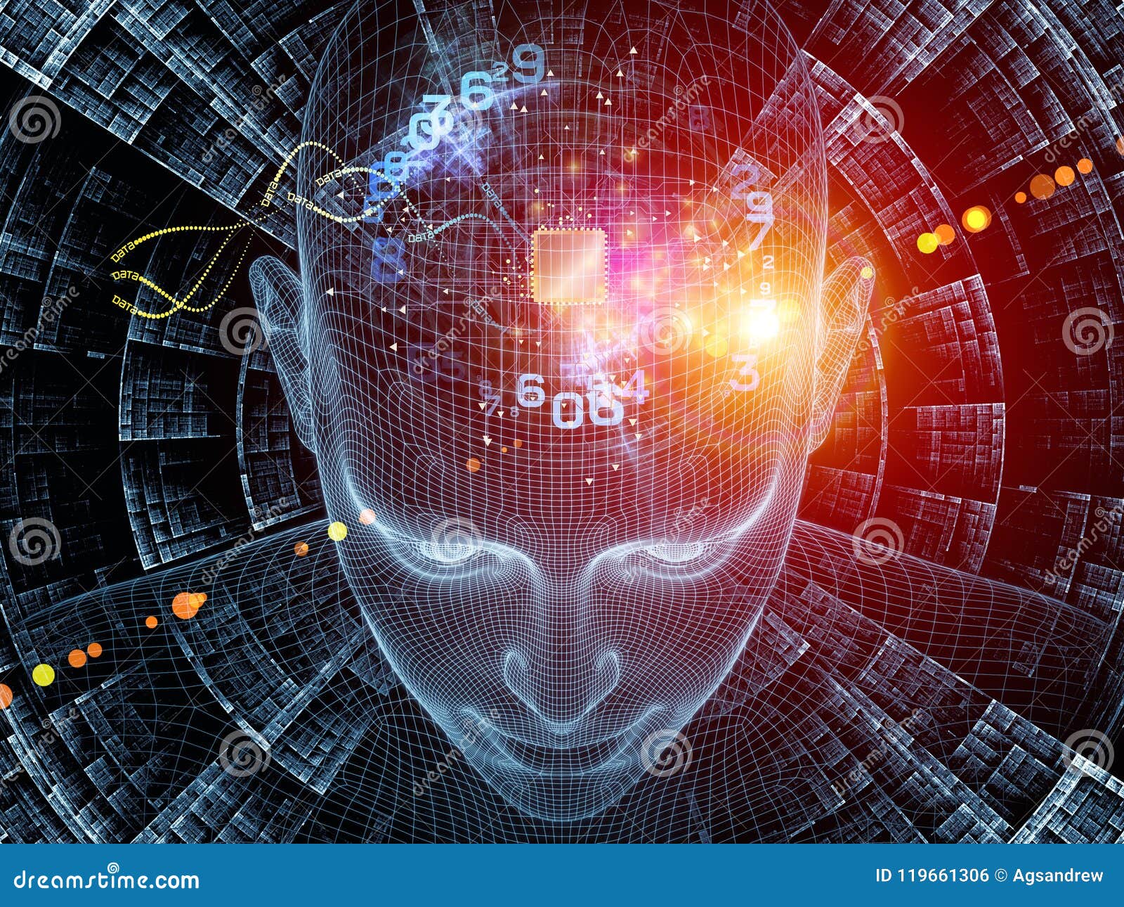 Unfolding of Digital Identity Stock Illustration - Illustration of disk ...