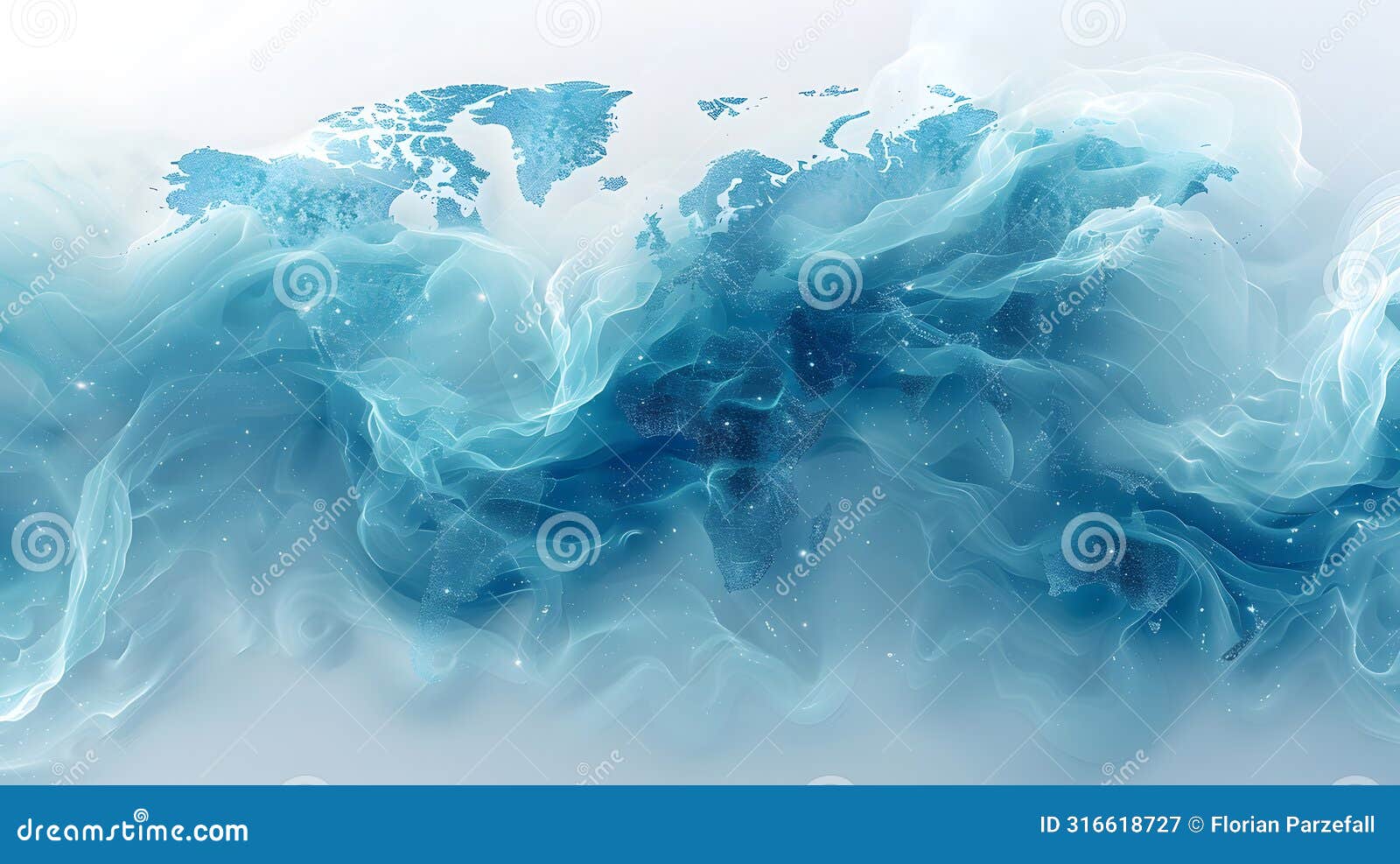 Unfolding Digital Map on Earth Background with Abstract Banner Elements ...