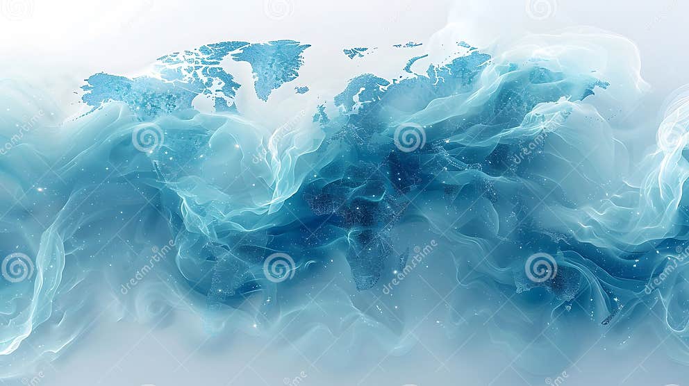Unfolding Digital Map on Earth Background with Abstract Banner Elements ...