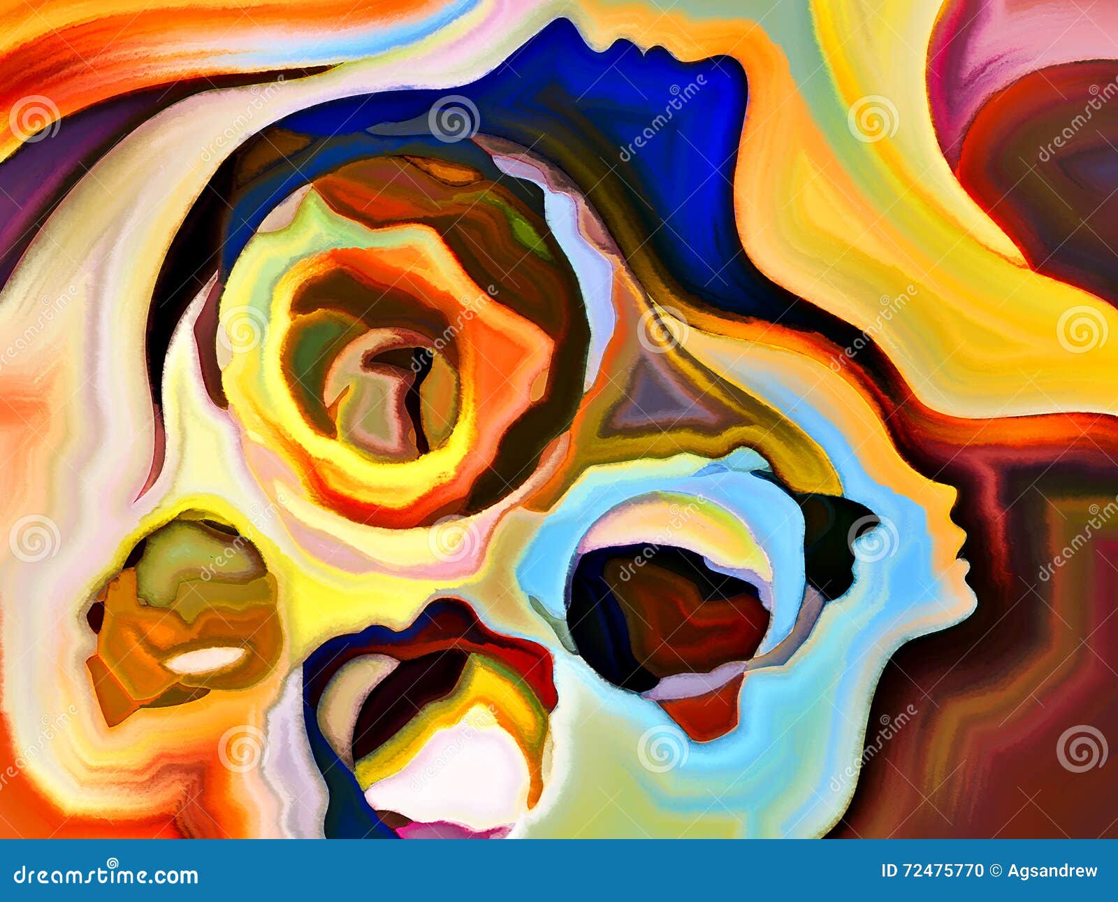 Unfolding of Mind Shapes stock illustration. Illustration of head ...