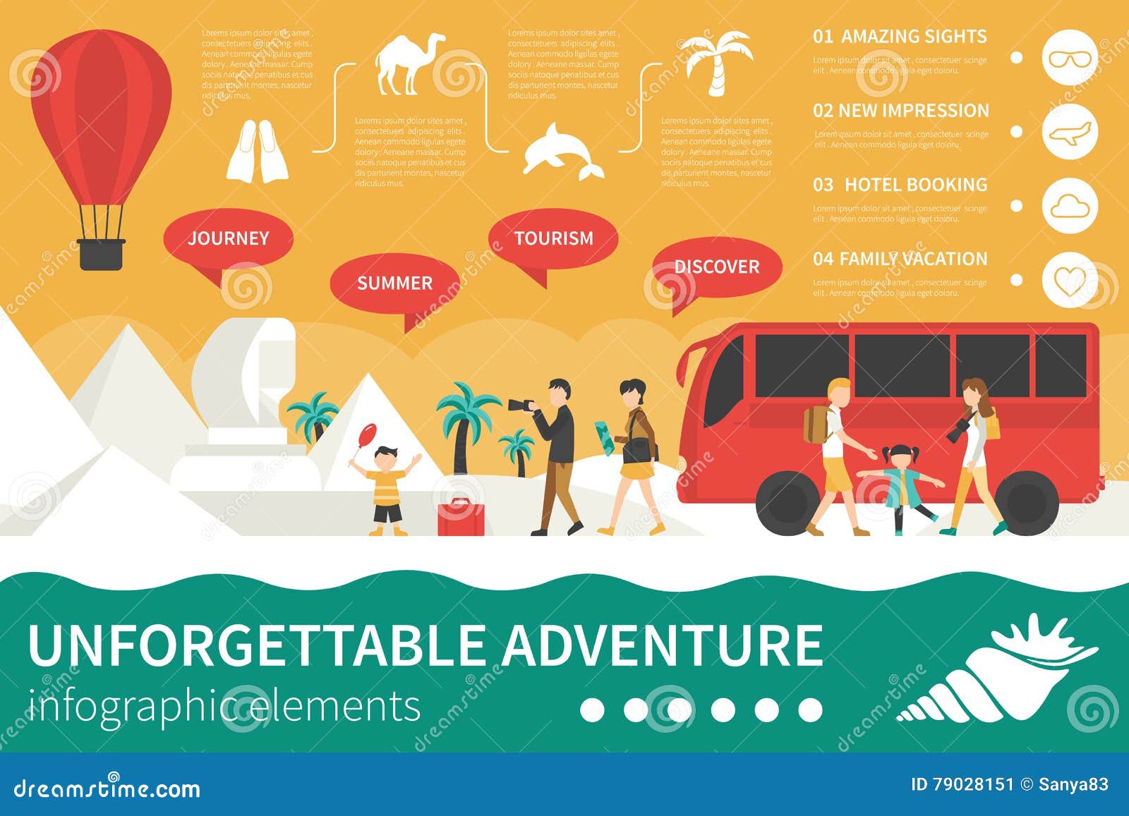 Unforgettable Adventure Infographic Flat Vector Illustration ...