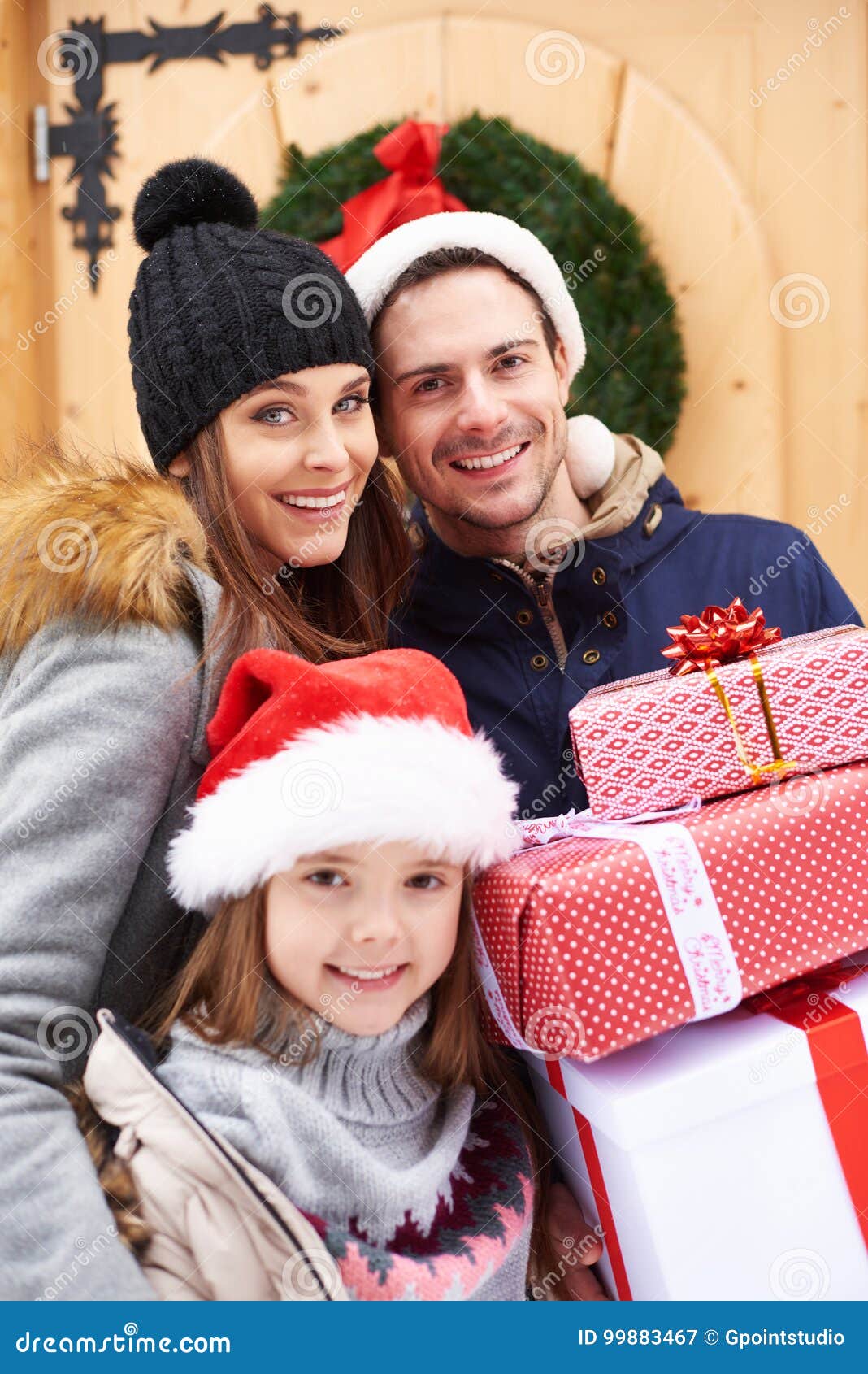 Christmas time with family stock image. Image of girl - 99883467