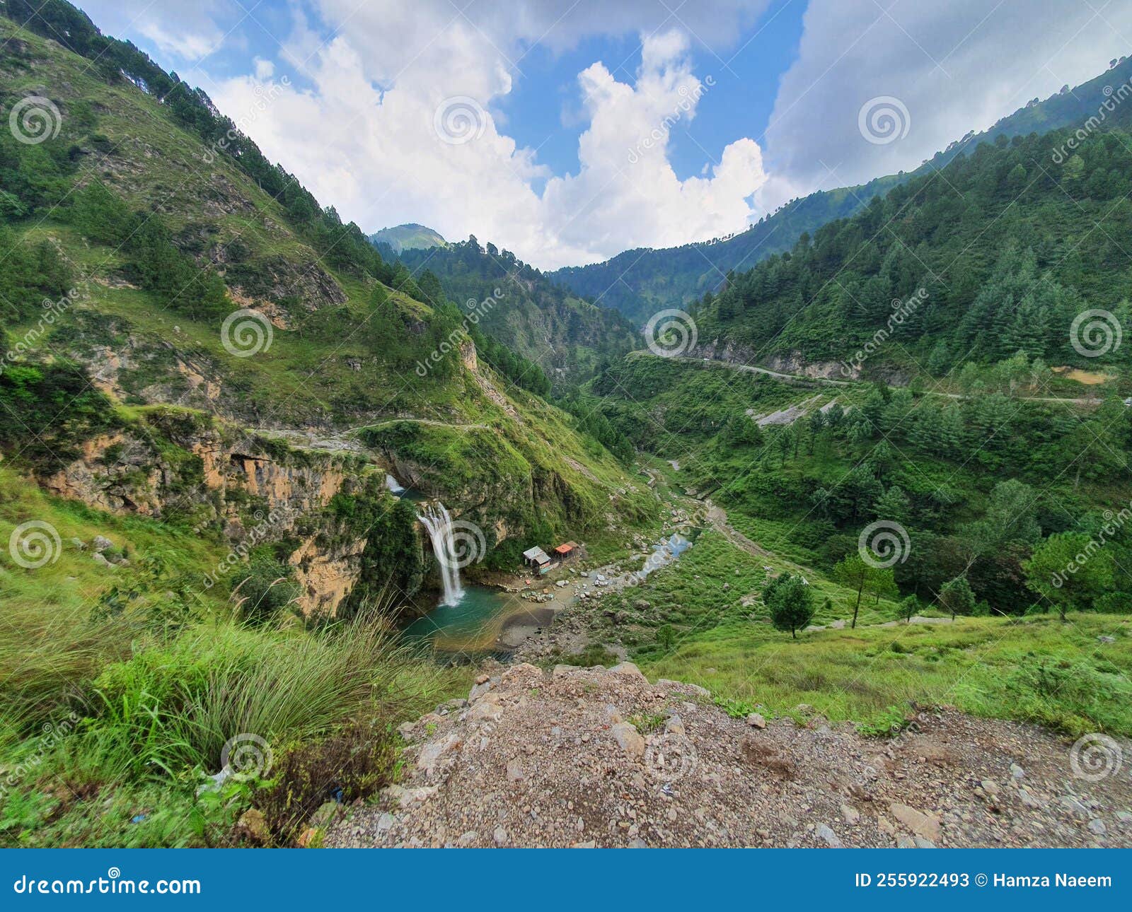 Unforgettable View. Scene Capturing Greenery, Mountains, Waterfall and ...