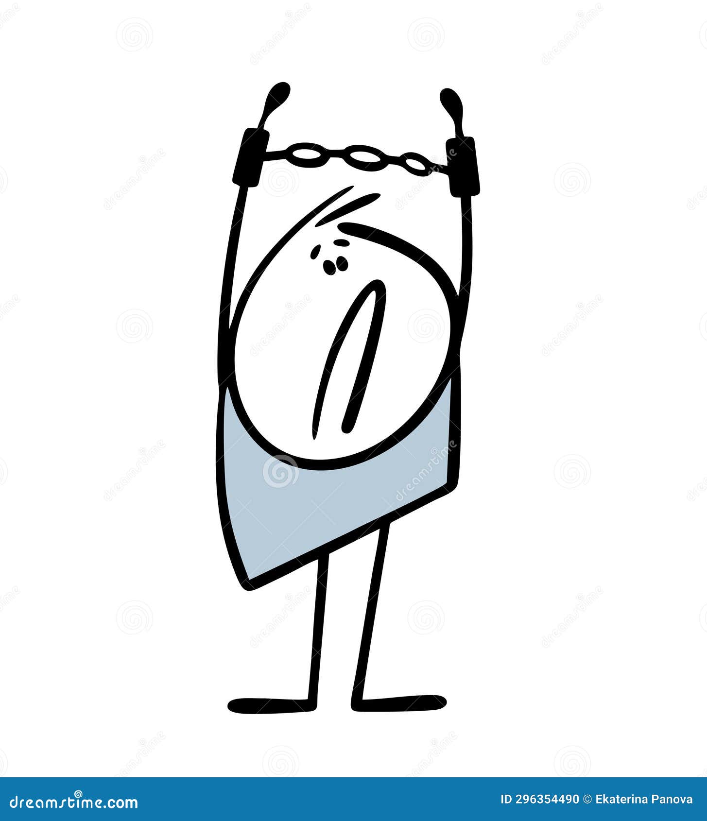 Unfortunate Stickman Was Trapped, Locked In Cramped Room. Vector ...