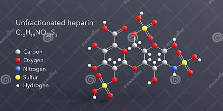 Unfractionated Heparin Molecule 3d Rendering, Flat Molecular Structure ...
