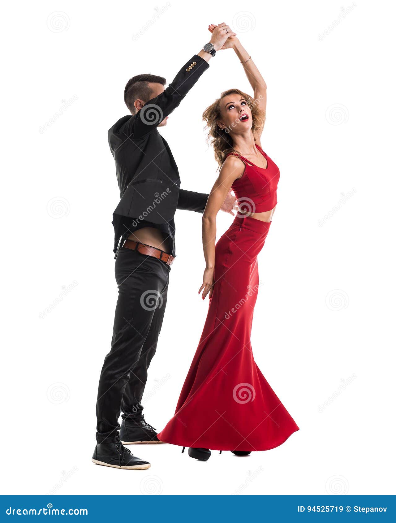 Ung Elegant Pardans Som Isoleras På Vit Fotografering för Bildbyråer ...