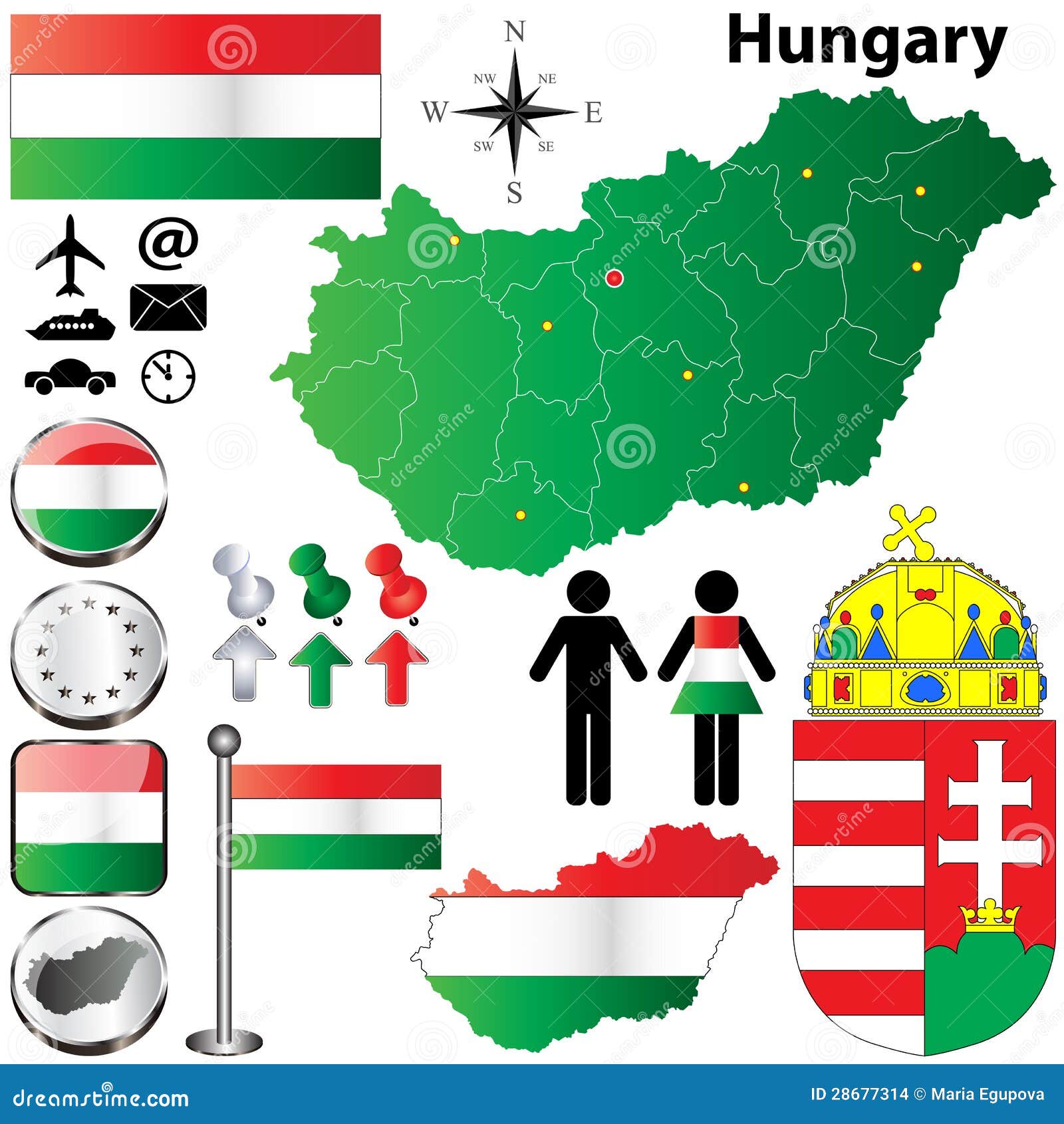 Ungarn-Karte vektor abbildung. Illustration von form - 28677314