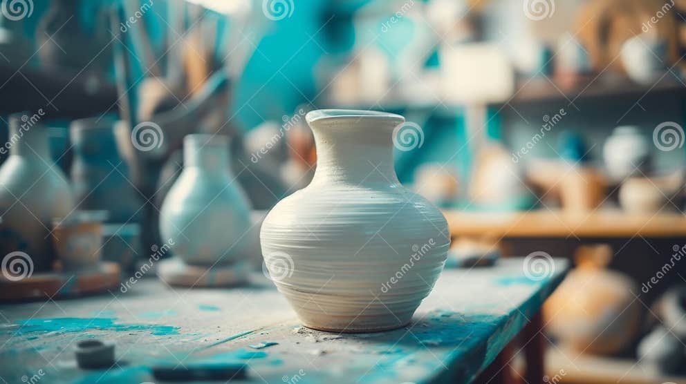 Unglazed Pottery Vase in a Ceramic Workshop Stock Photo - Image of ...