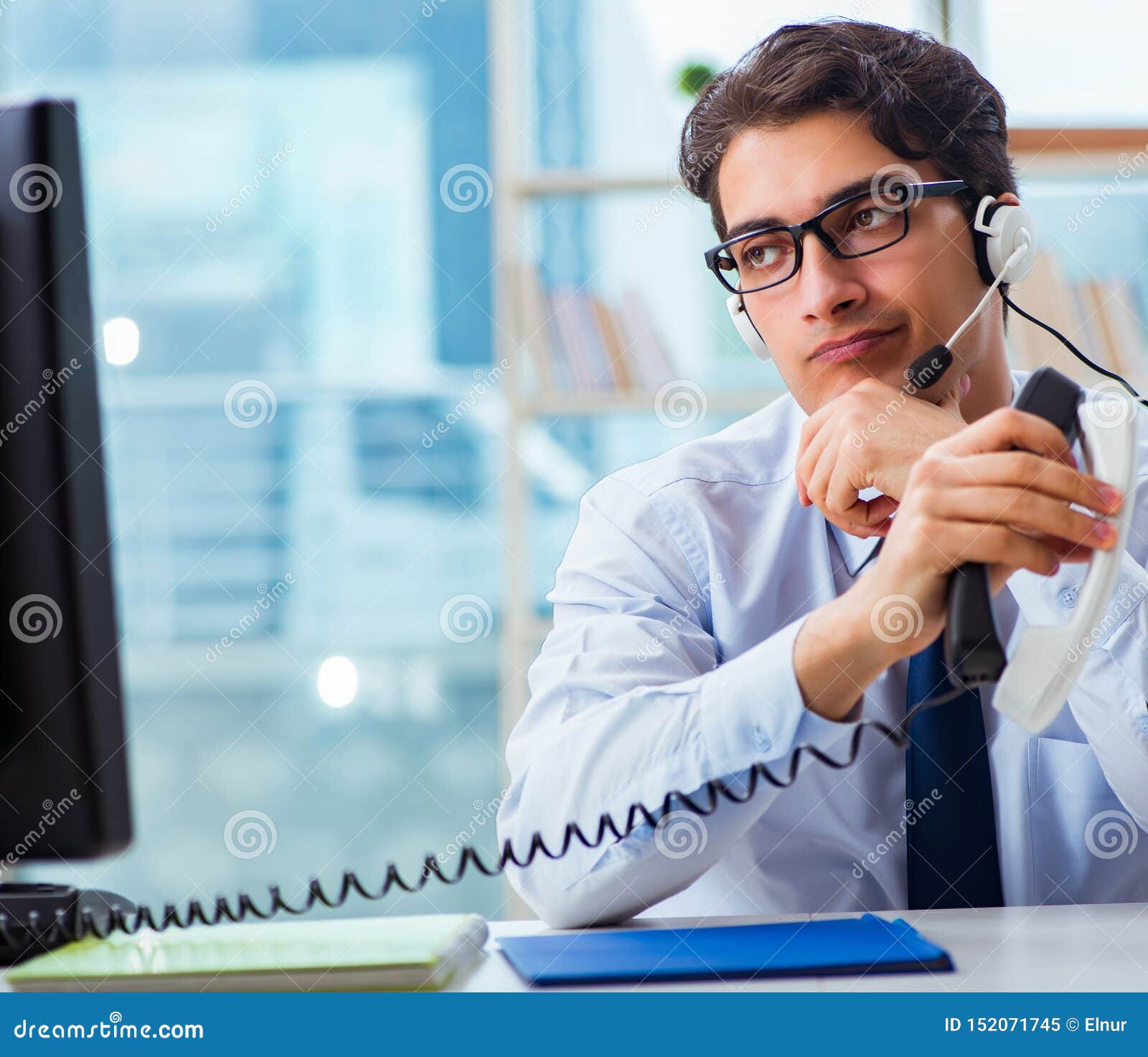 Unhappy Angry Call Center Worker Frustrated with Workload Stock Image ...