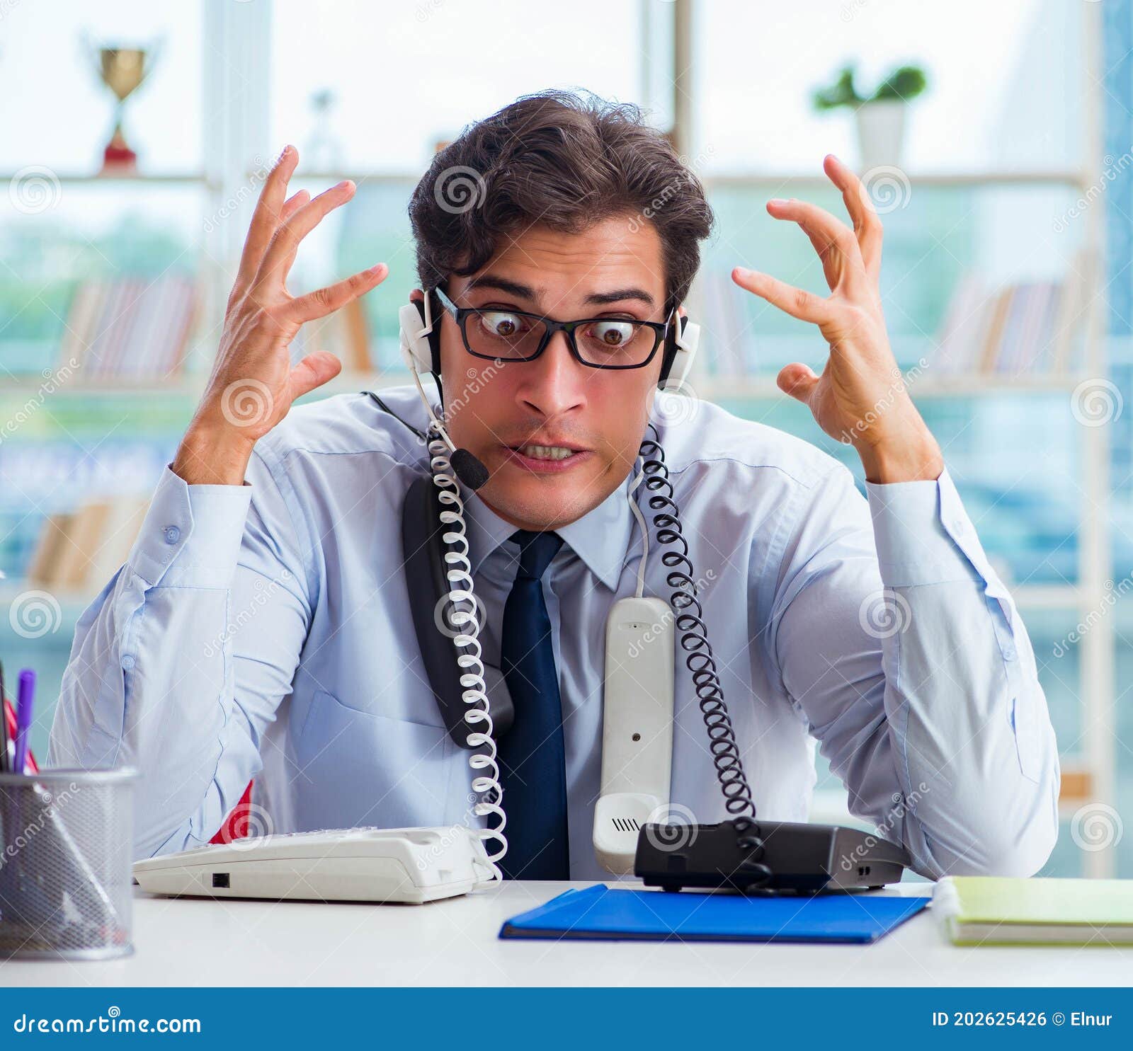 Unhappy Angry Call Center Worker Frustrated with Workload Stock Photo ...