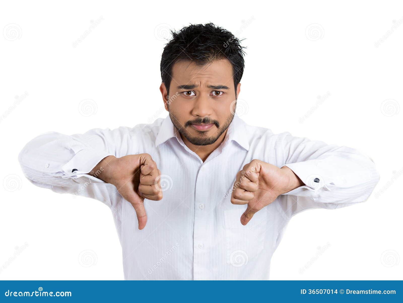 Unhappy Angry Man Giving Two Thumbs Down Gesture Stock Photo - Image of ...