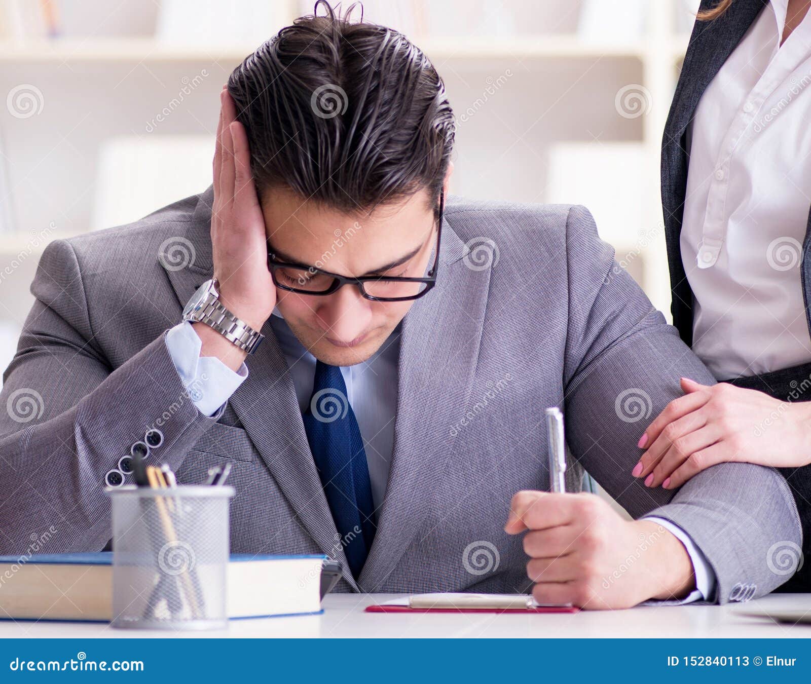 Unhappy Boss Having a Chat with His Secretary Stock Image - Image of ...