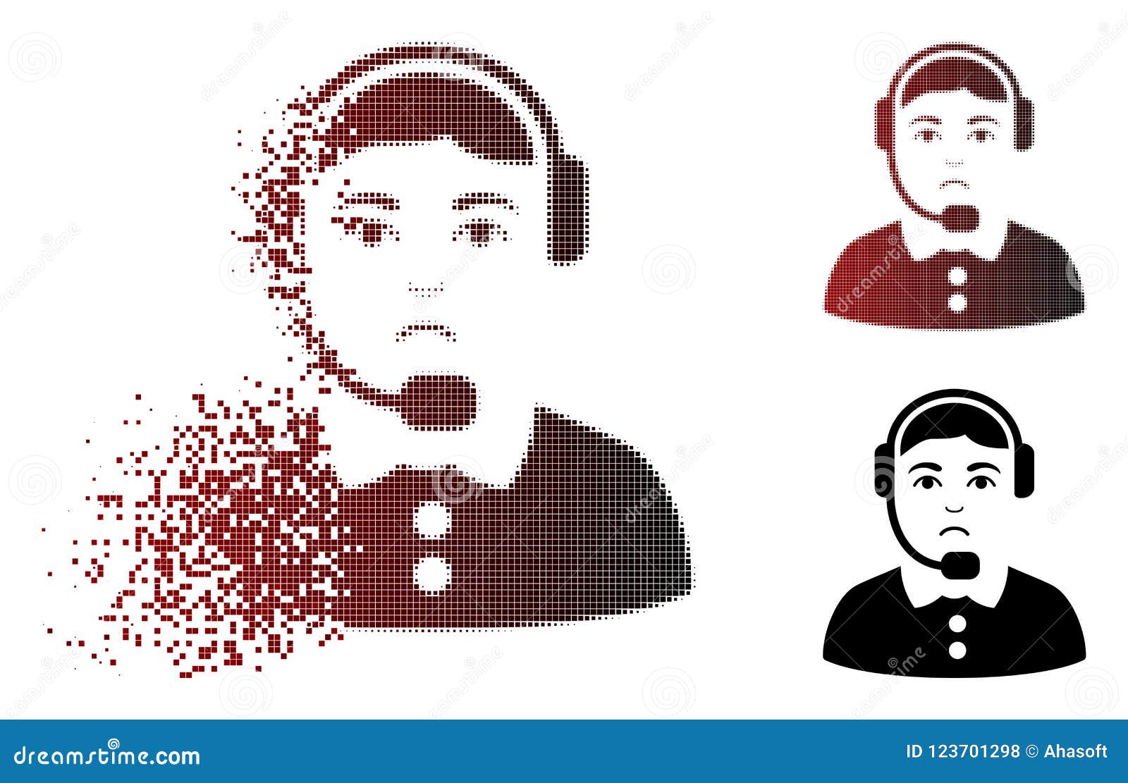 Unhappy Broken Pixel Halftone Call Center Operator Icon Stock Vector ... Unhappy Broken Pixel Halftone Call Center Operator Icon Stock Vector ...