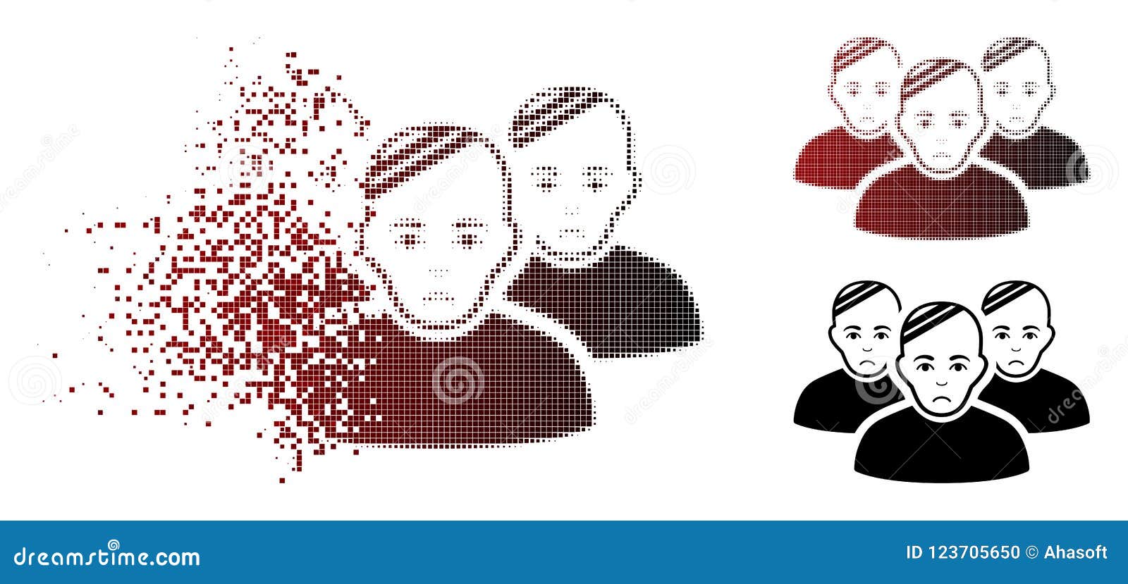 Unhappy Broken Pixel Halftone Patient Group Icon Stock Vector ... Unhappy Broken Pixel Halftone Patient Group Icon Stock Vector ...