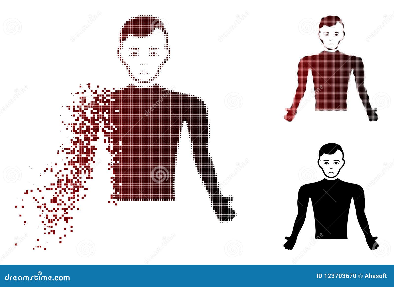 Unhappy Broken Pixelated Halftone Guy Body Icon Stock Vector ...
