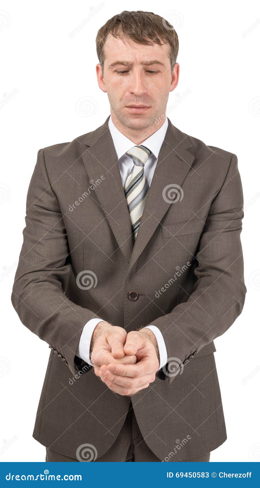 Unhappy Businessman Looking at His Hands Stock Image - Image of ...