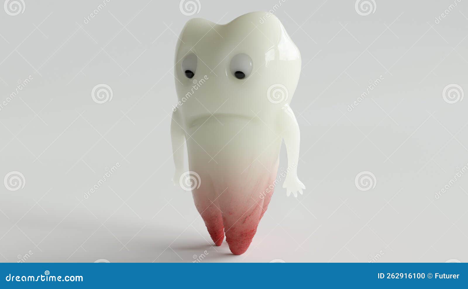 An Unhappy Cartoon Tooth Looks at His Tooth Root Infection - 3D ... An Unhappy Cartoon Tooth Looks at His Tooth Root Infection - 3D ...