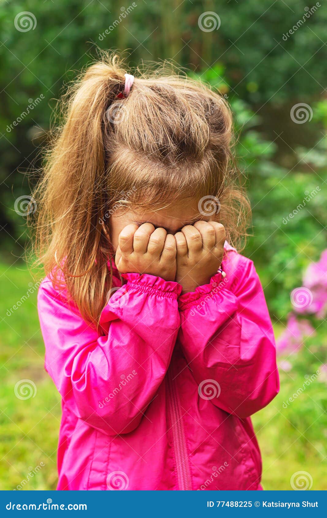Unhappy Child is Crying Outdoors Stock Image - Image of latino, head ...