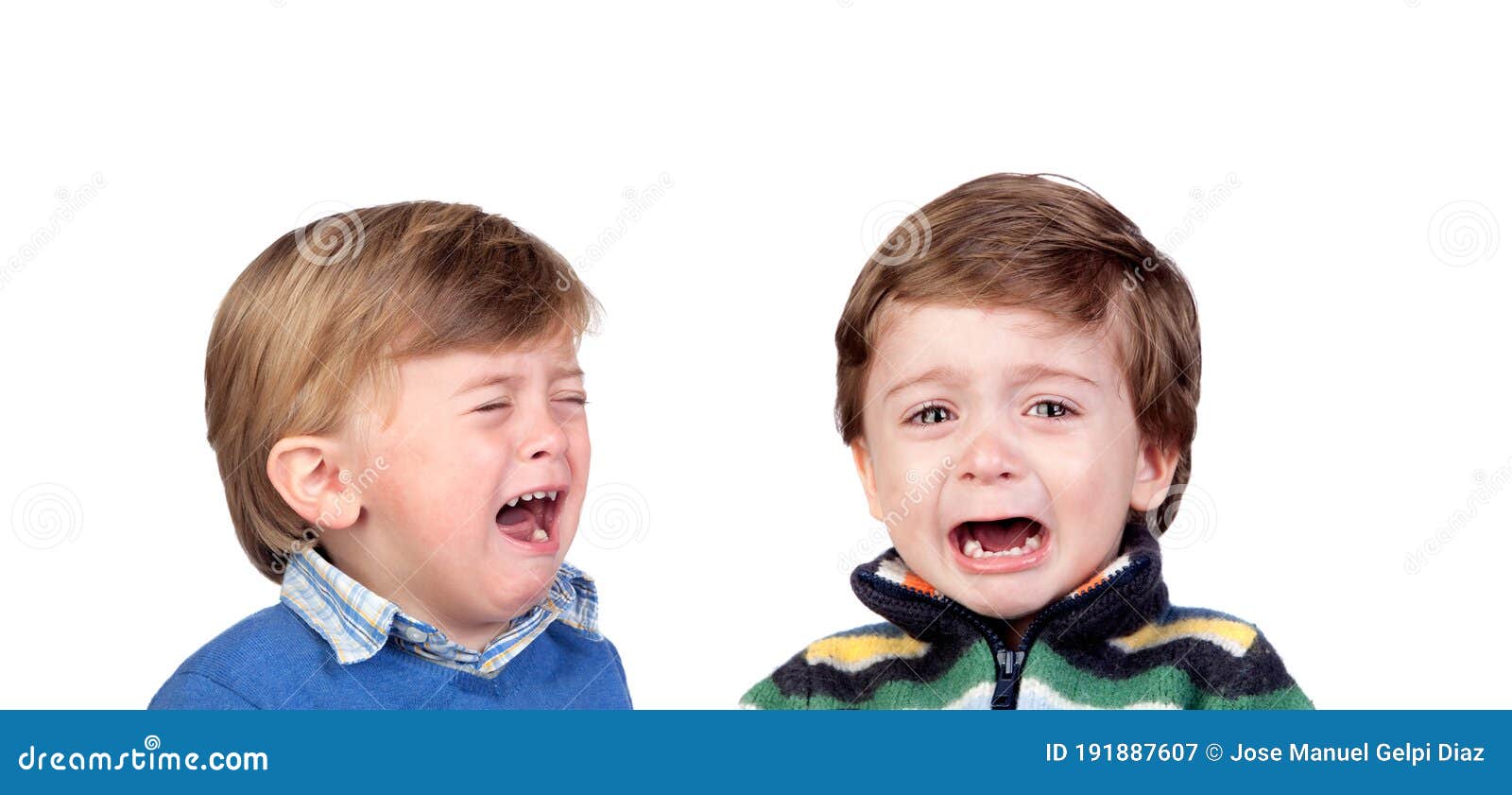 Children Crying First Day Go To Pre Kindergarten School. Royalty-Free ...