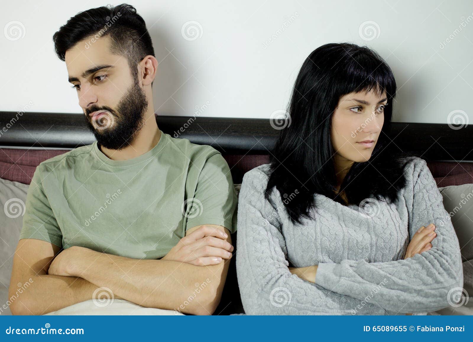 Unhappy Couple After Fight In Bed Not Talking Stock Image Image Of