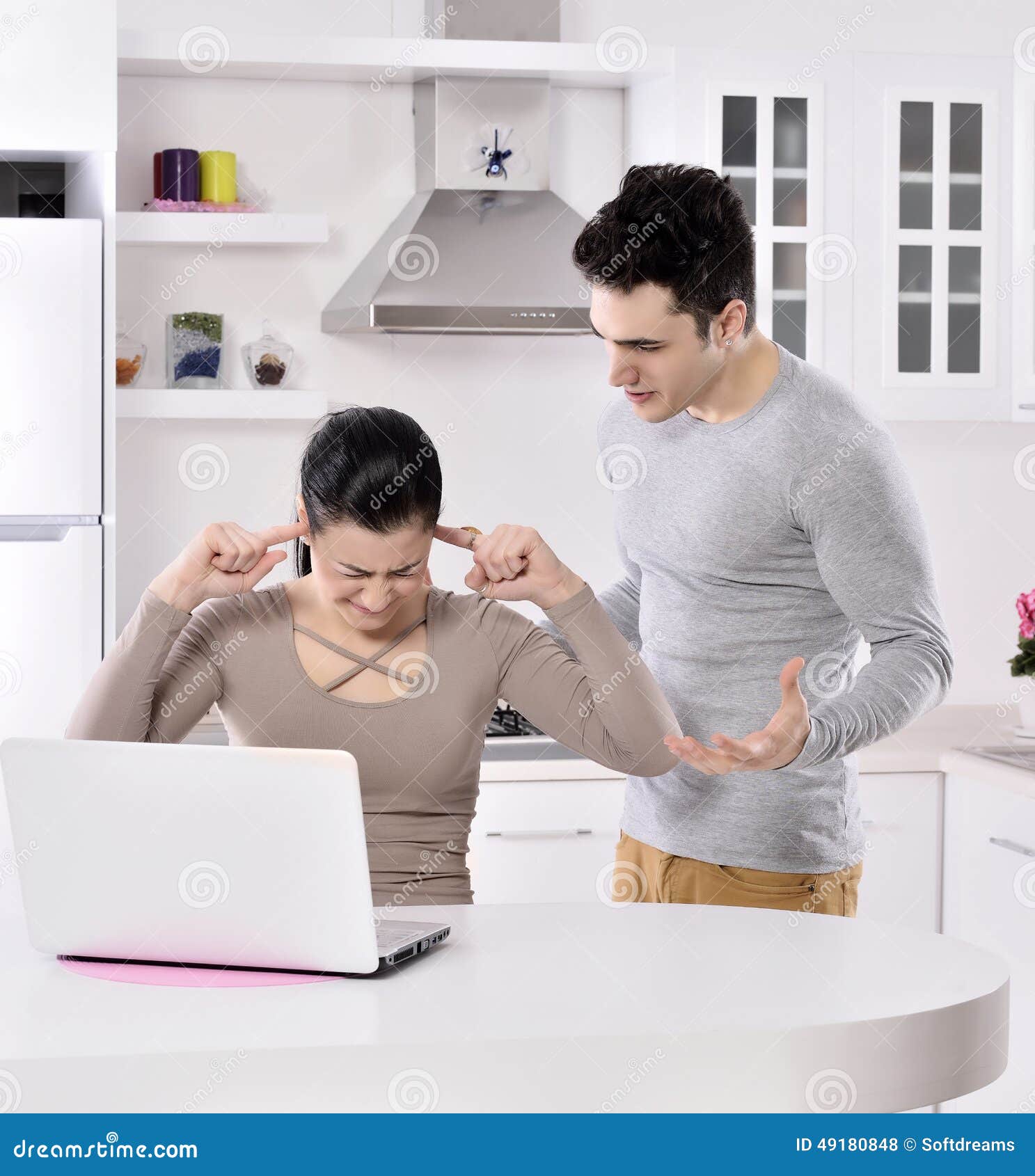 Unhappy Couple in the Kitchen Stock Photo - Image of indoors, leisure ...