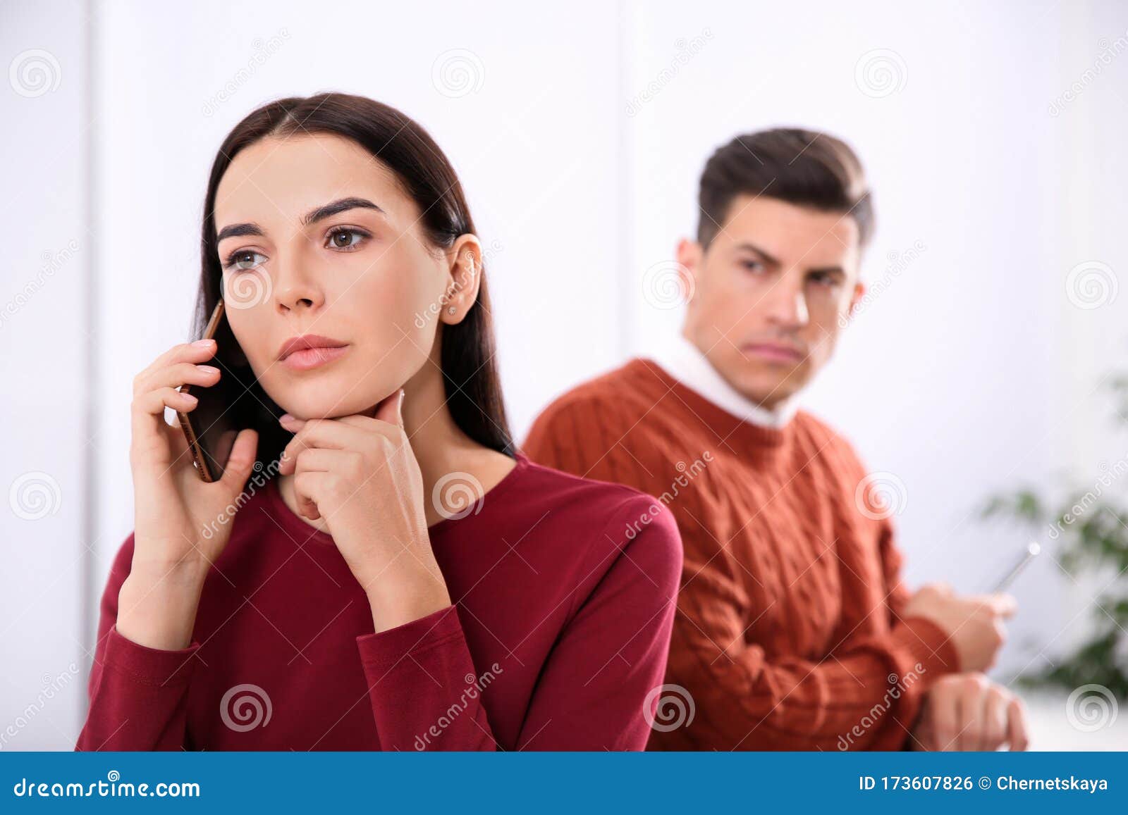 Unhappy Couple with Relationship Problems in Room Stock Photo - Image ...