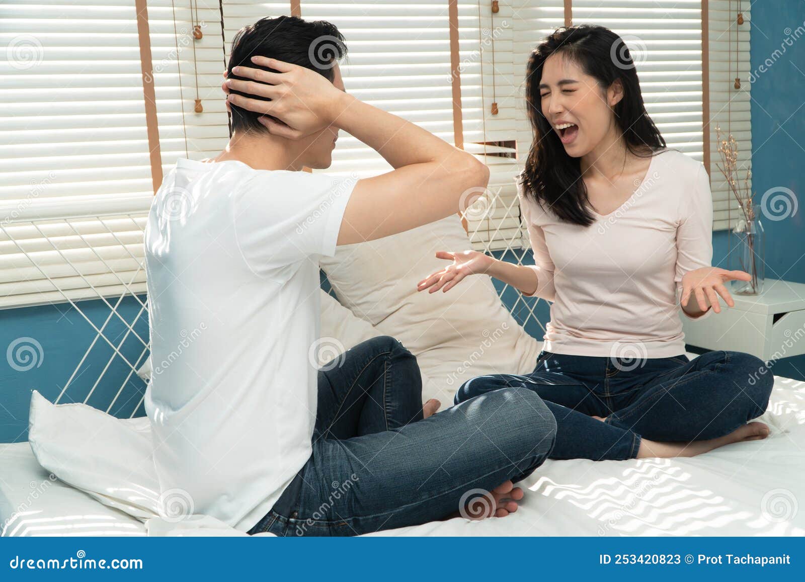 Unhappy Couple Sitting beside Each Other on the Floor and Avoid Talking ...