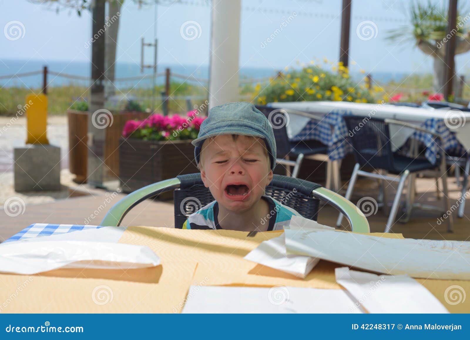 Unhappy crying baby boy stock image. Image of table, small - 42248317