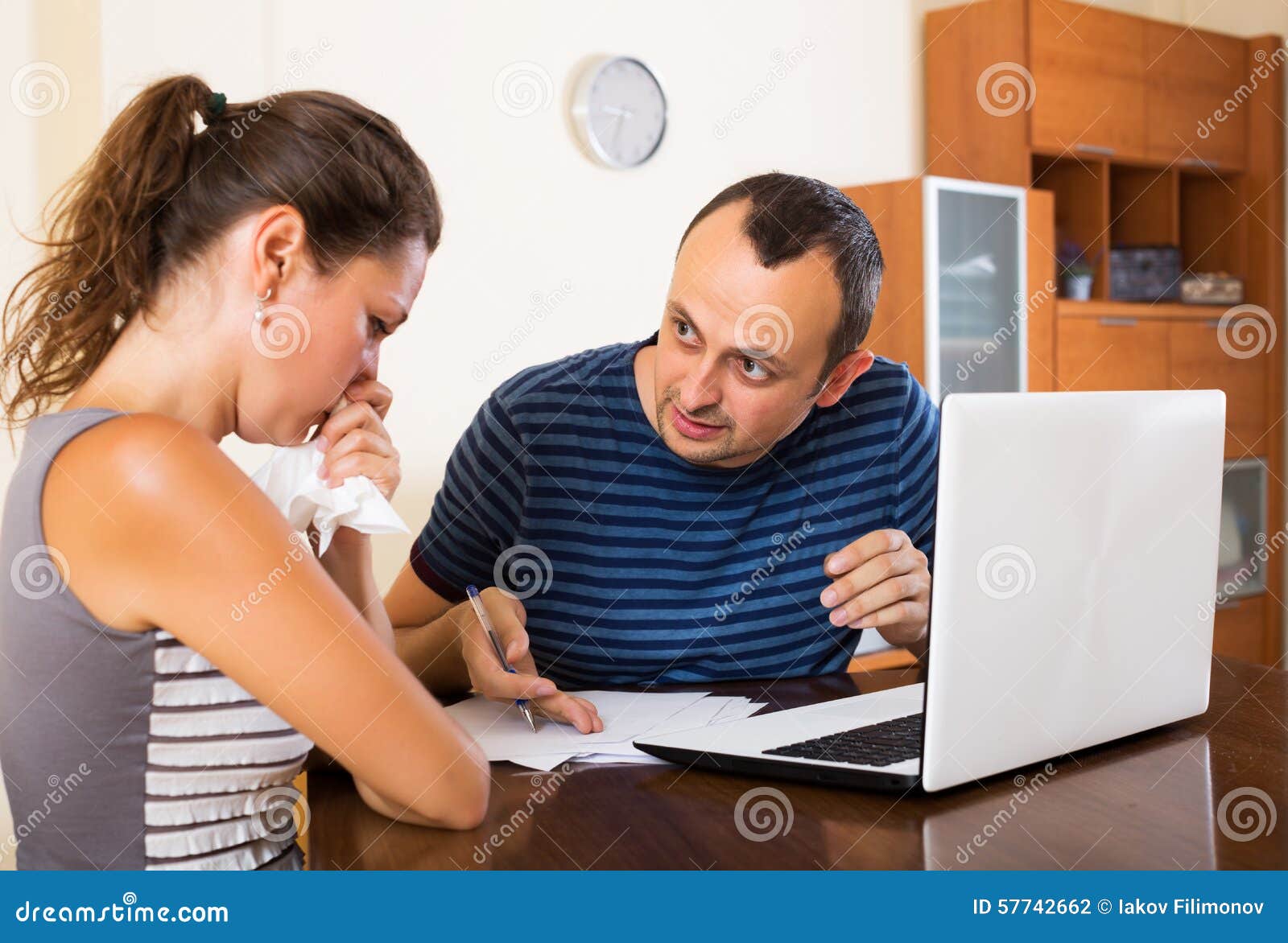 Unhappy Customer Complains To Agent Stock Photo - Image of product ...