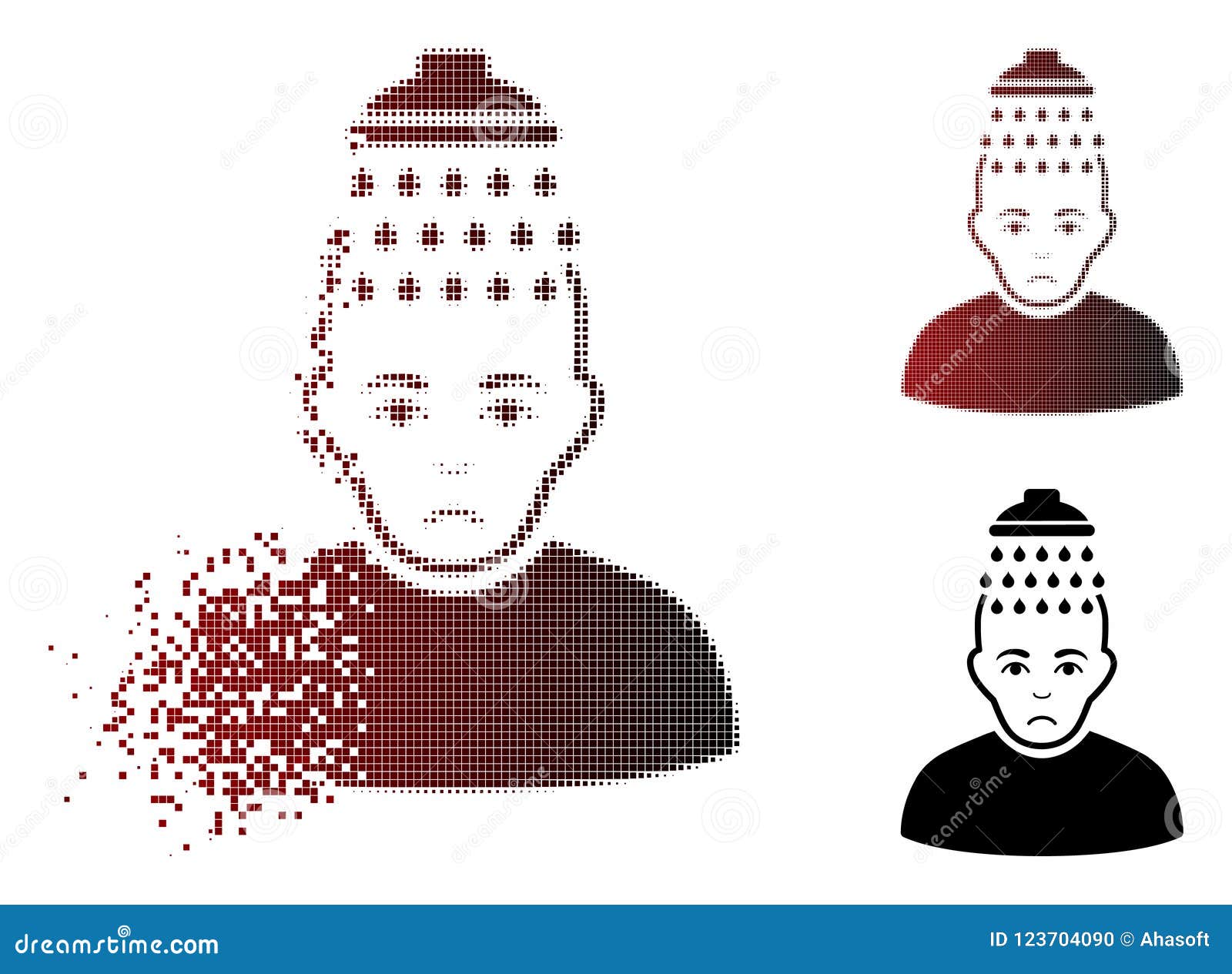 Unhappy Damaged Pixel Halftone Head Shower Icon Stock Vector ... Unhappy Damaged Pixel Halftone Head Shower Icon Stock Vector ...
